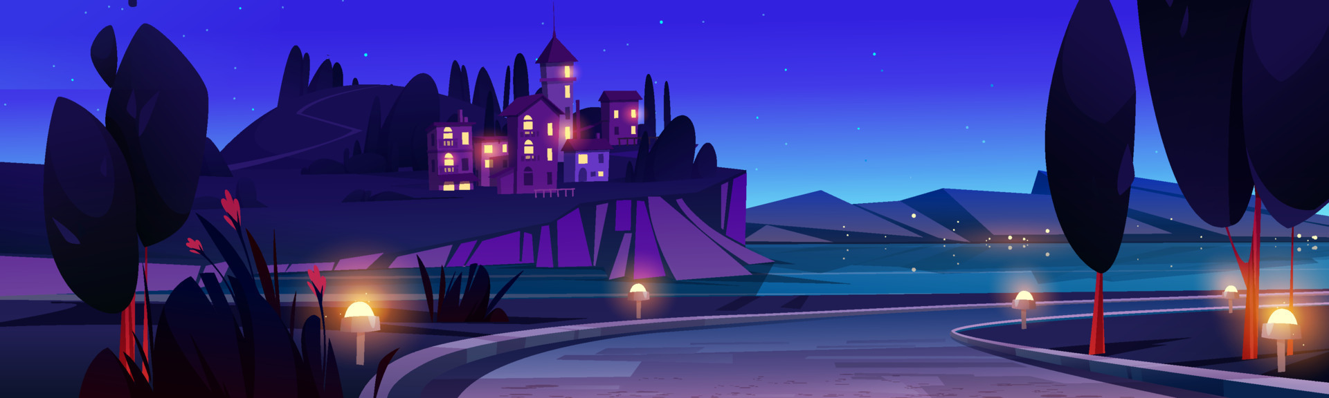 Night Mediterranean landscape beautiful sea nature 13961730 Vector Art ... Night Mediterranean landscape beautiful sea nature 13961730 Vector Art ...