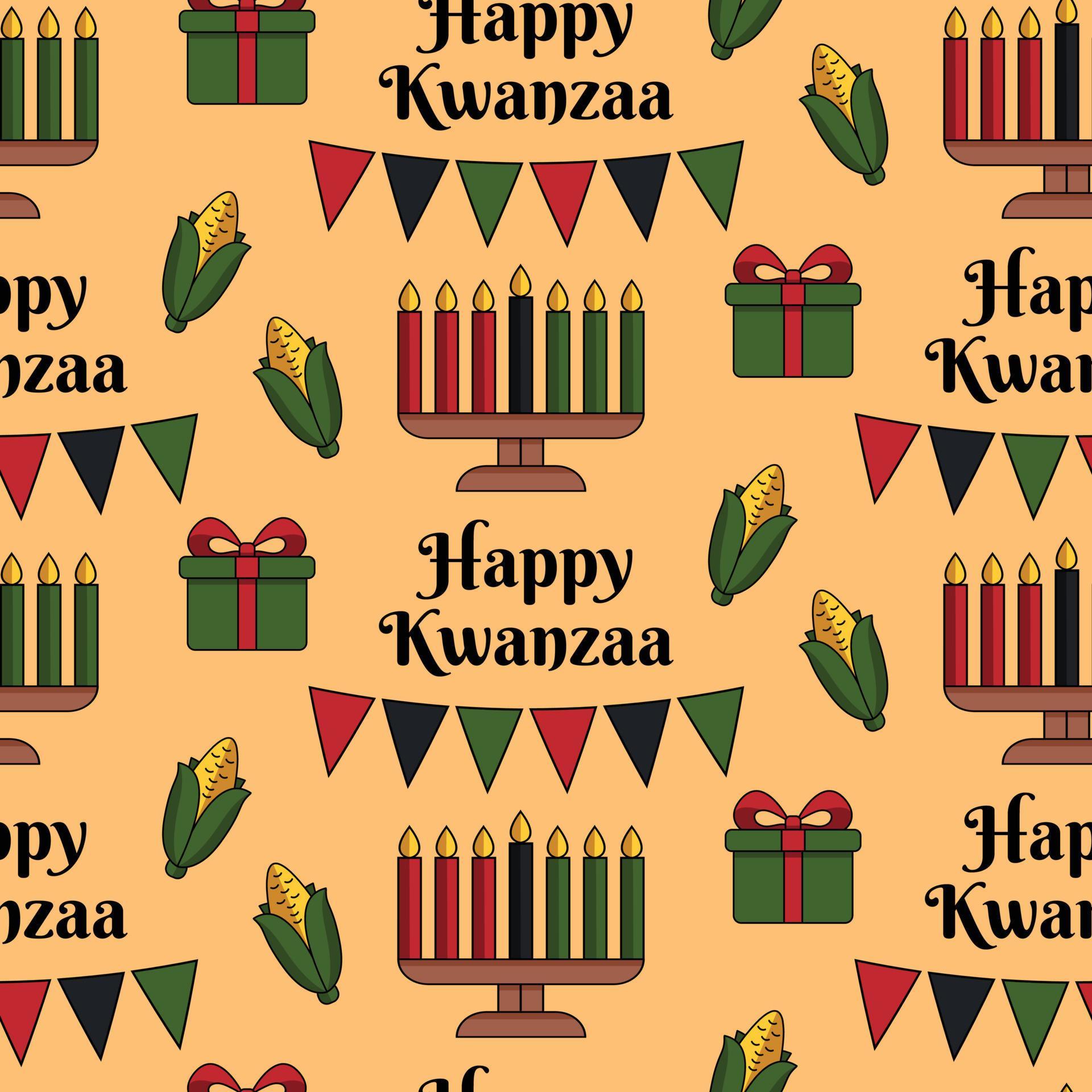 Happy Kwanzaa seamless pattern background in Modern flat style with ...