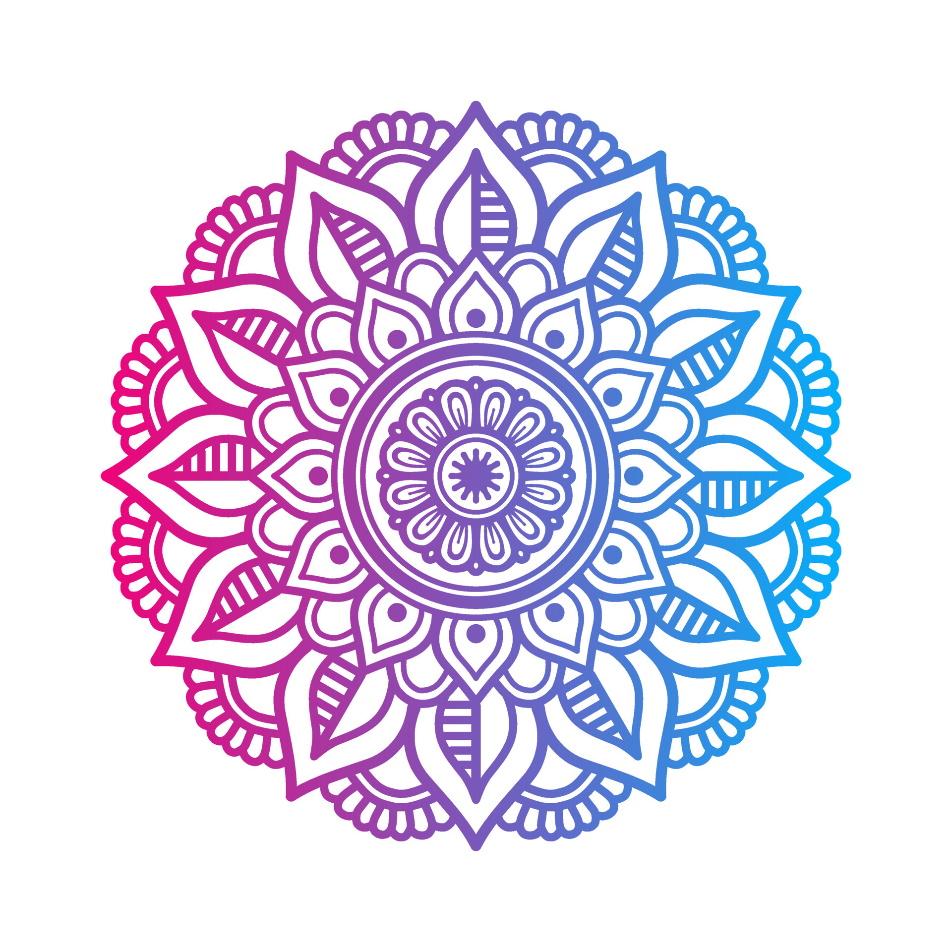 Gradient color mandala on white isolated background, Mandala with ...
