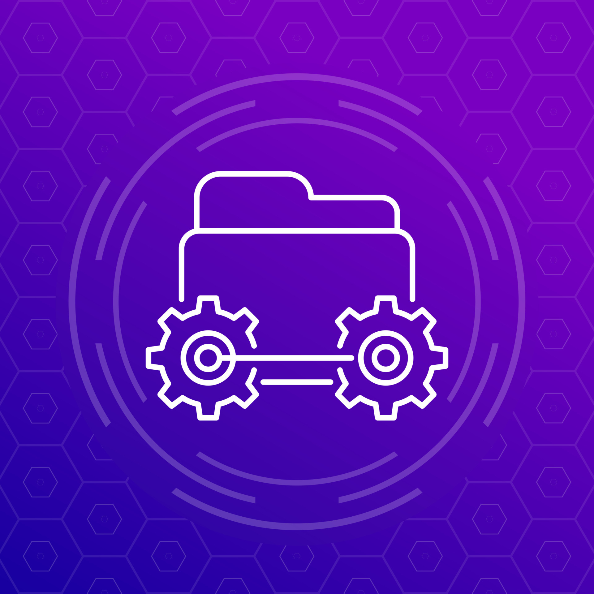 project management line icon with folder and gears, vector 13965028 ...