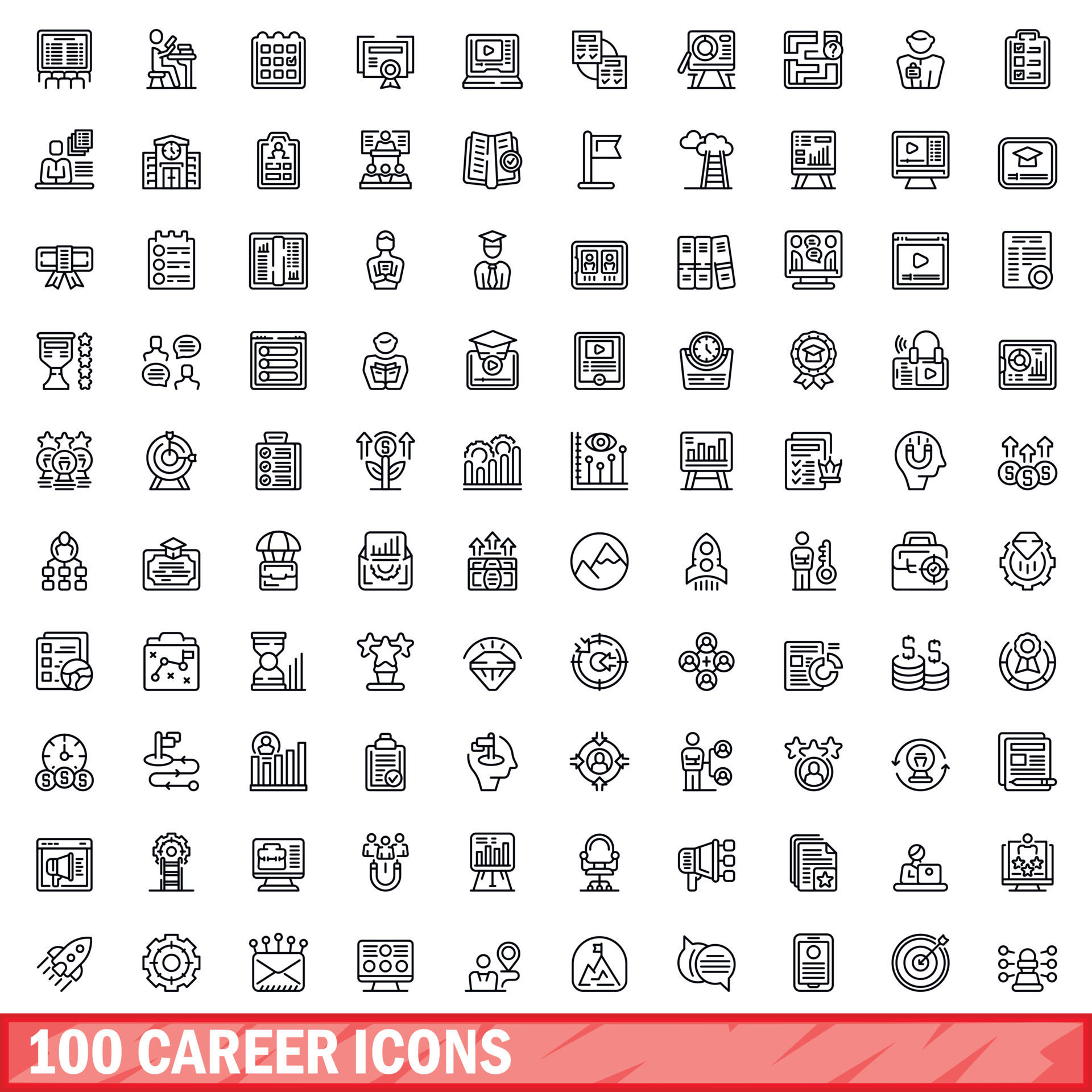 100 career icons set, outline style 13968483 Vector Art at Vecteezy