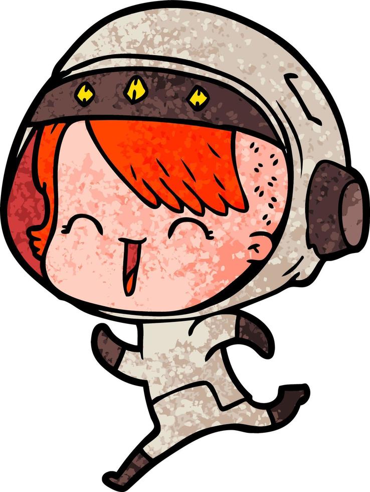 Retro Grunge Texture Cartoon Astronaut Girl 13969890 Vector Art At Vecteezy