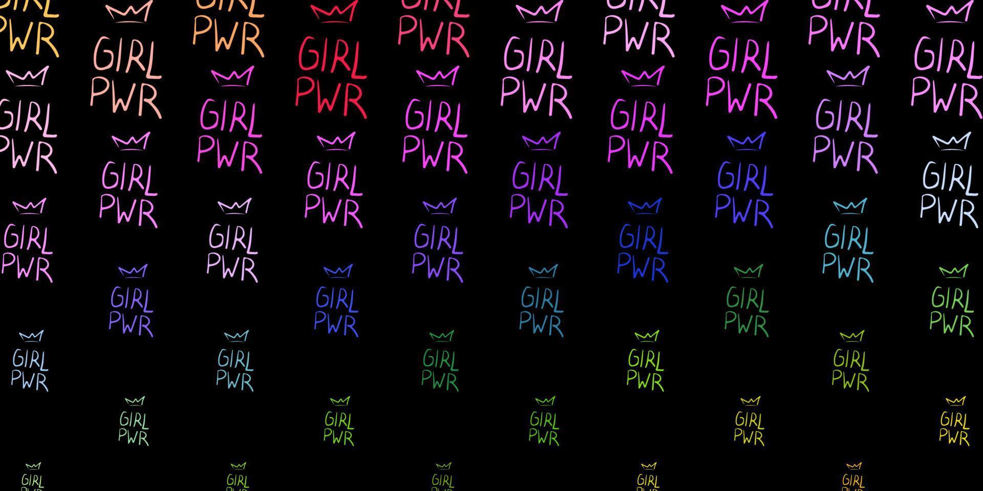 Dark Multicolor Vector Pattern With Feminism Elements 13970716 Vector