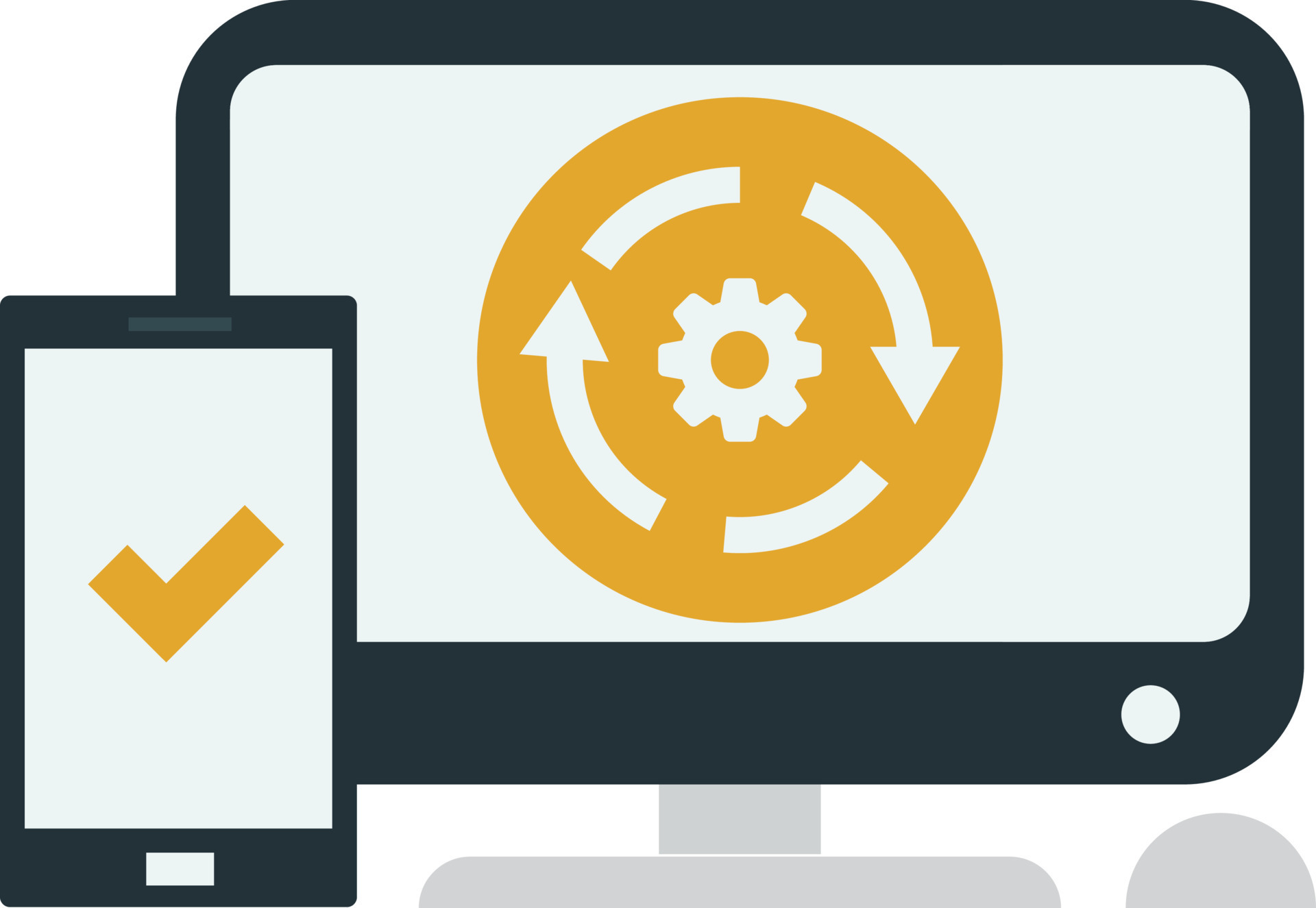Laptop And Synchronization Illustration In Minimal Style 13972784