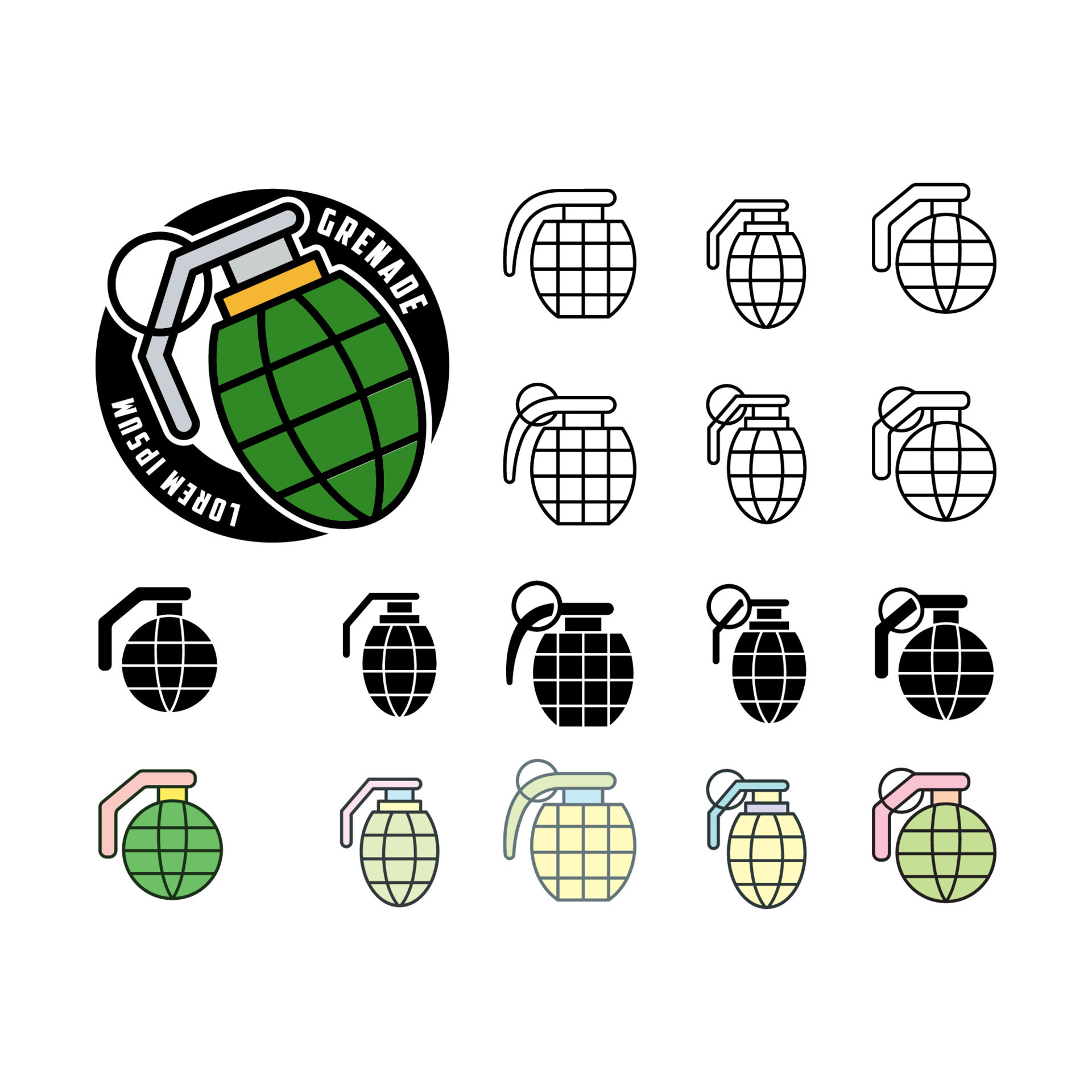 Grenade icon set vector design templates 13973813 Vector Art at Vecteezy