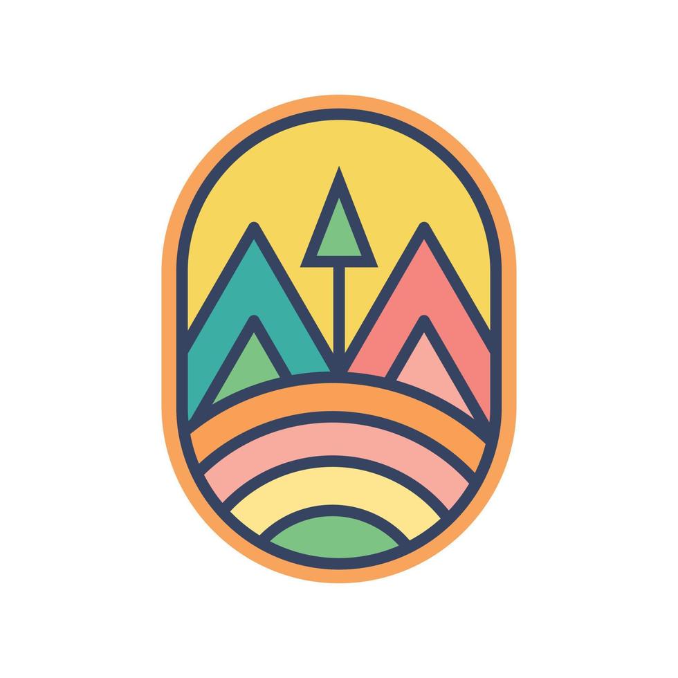 Abstract Sunset beach mountain logo badge design. Logo design icon ... Abstract Sunset beach mountain logo badge design. Logo design icon ...