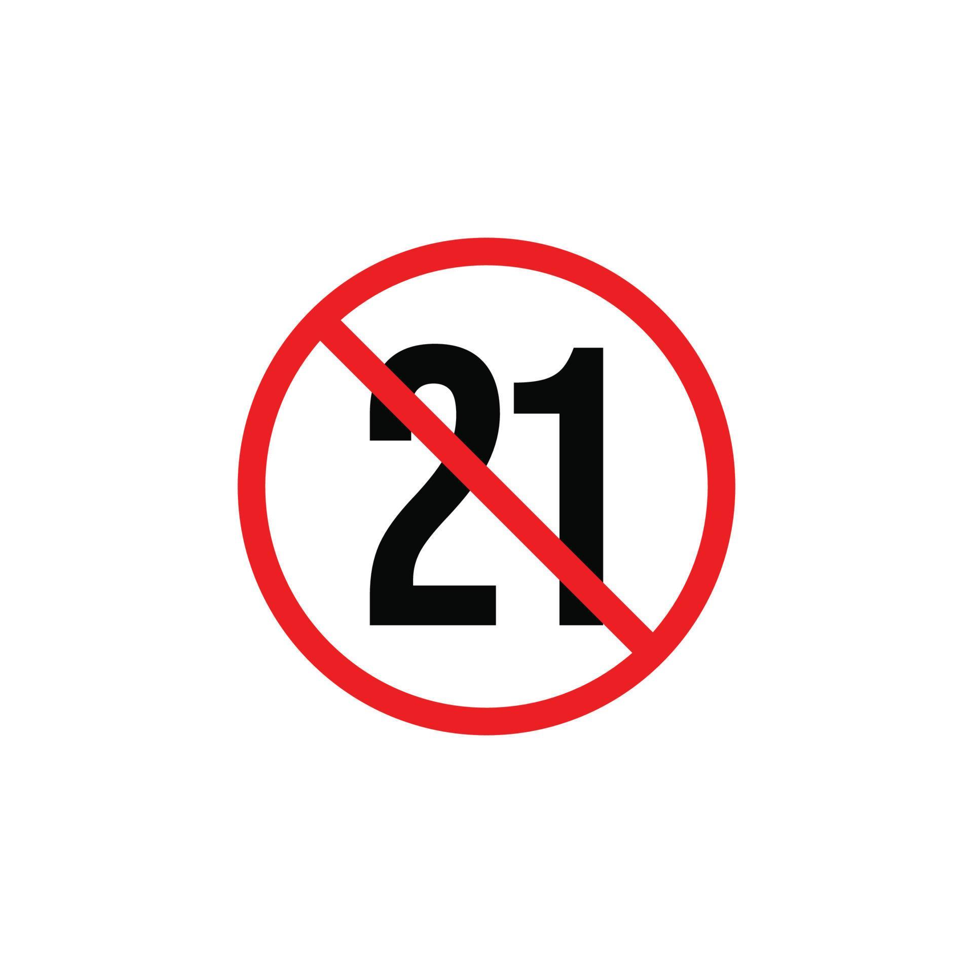Forbidden under 21 symbol. Under 21 not allowed symbol vector 13975513 Vector Art at Vecteezy