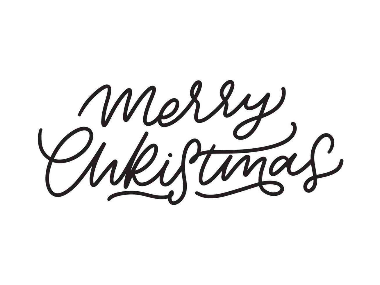 Merry Christmas Hand Lettering Calligraphy Isolated On White Background