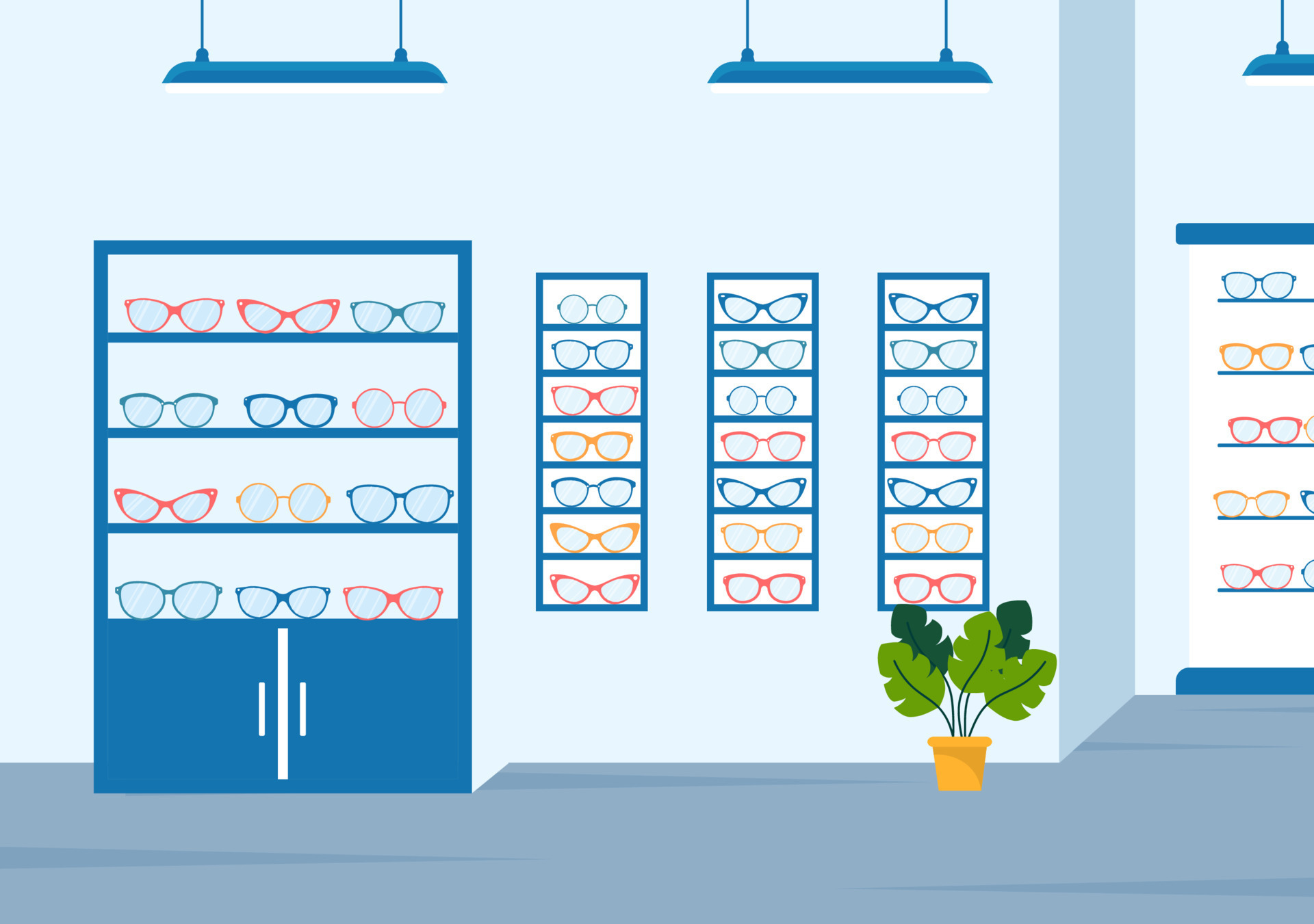 Eye Glasses Store or Optical Shop with Accessories, Optician, Checking ...