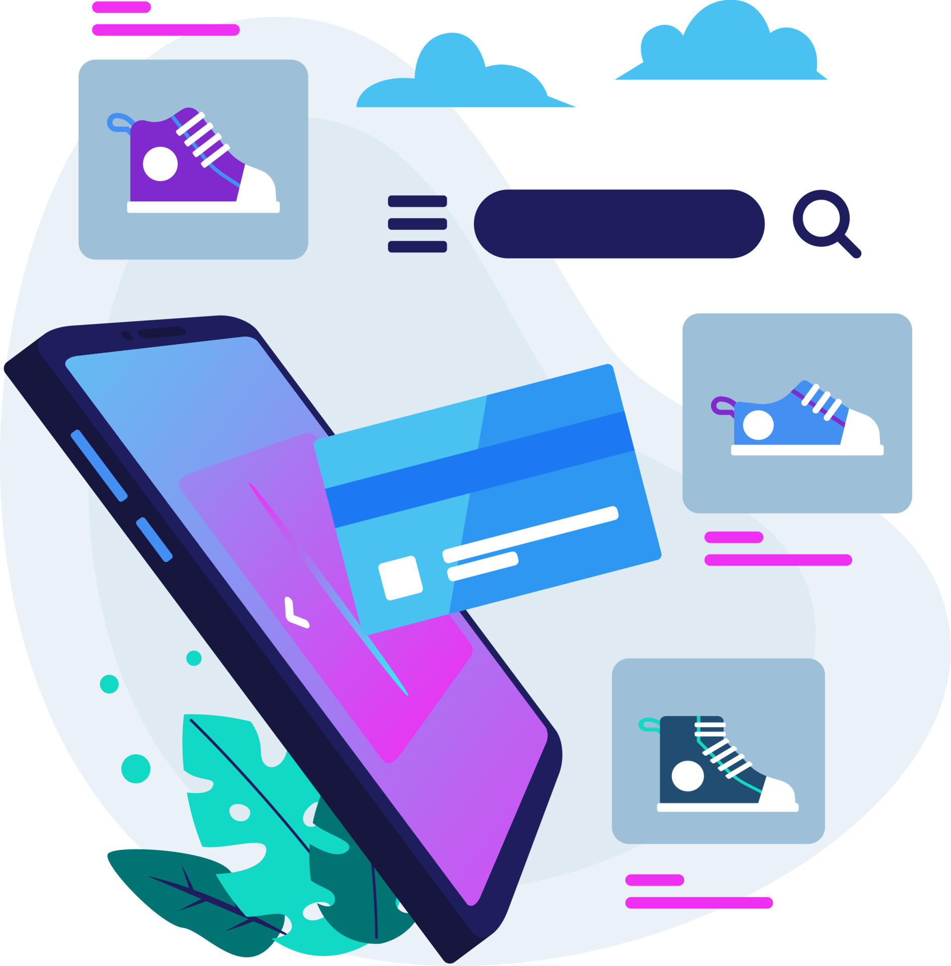 Shopping Payment Online Store Phone with Credit Card vector Flat ... Shopping Payment Online Store Phone with Credit Card vector Flat ...