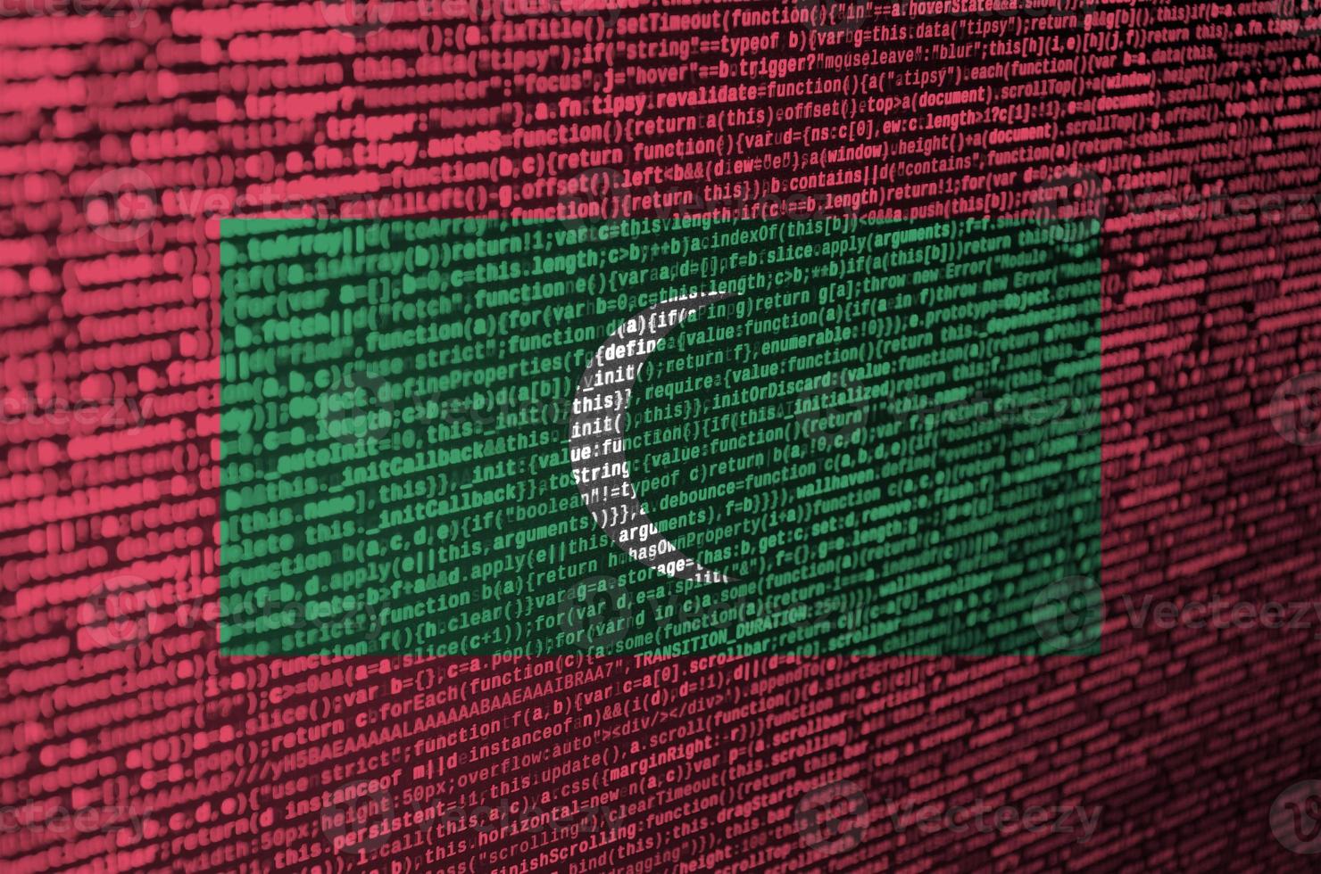 Maldives Flag Is Depicted On The Screen With The Program Code The Concept Of Modern Technology