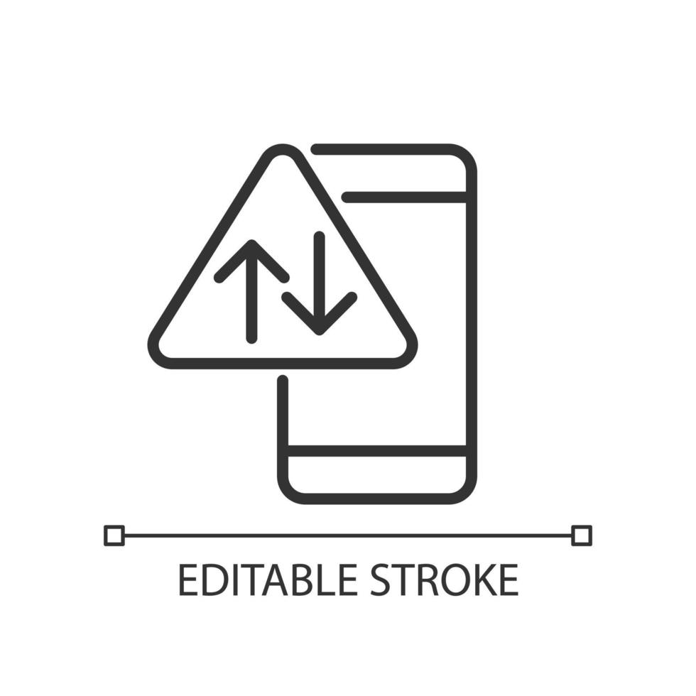Data Usage Warning Pixel Perfect Linear Icon Mobile Internet Service