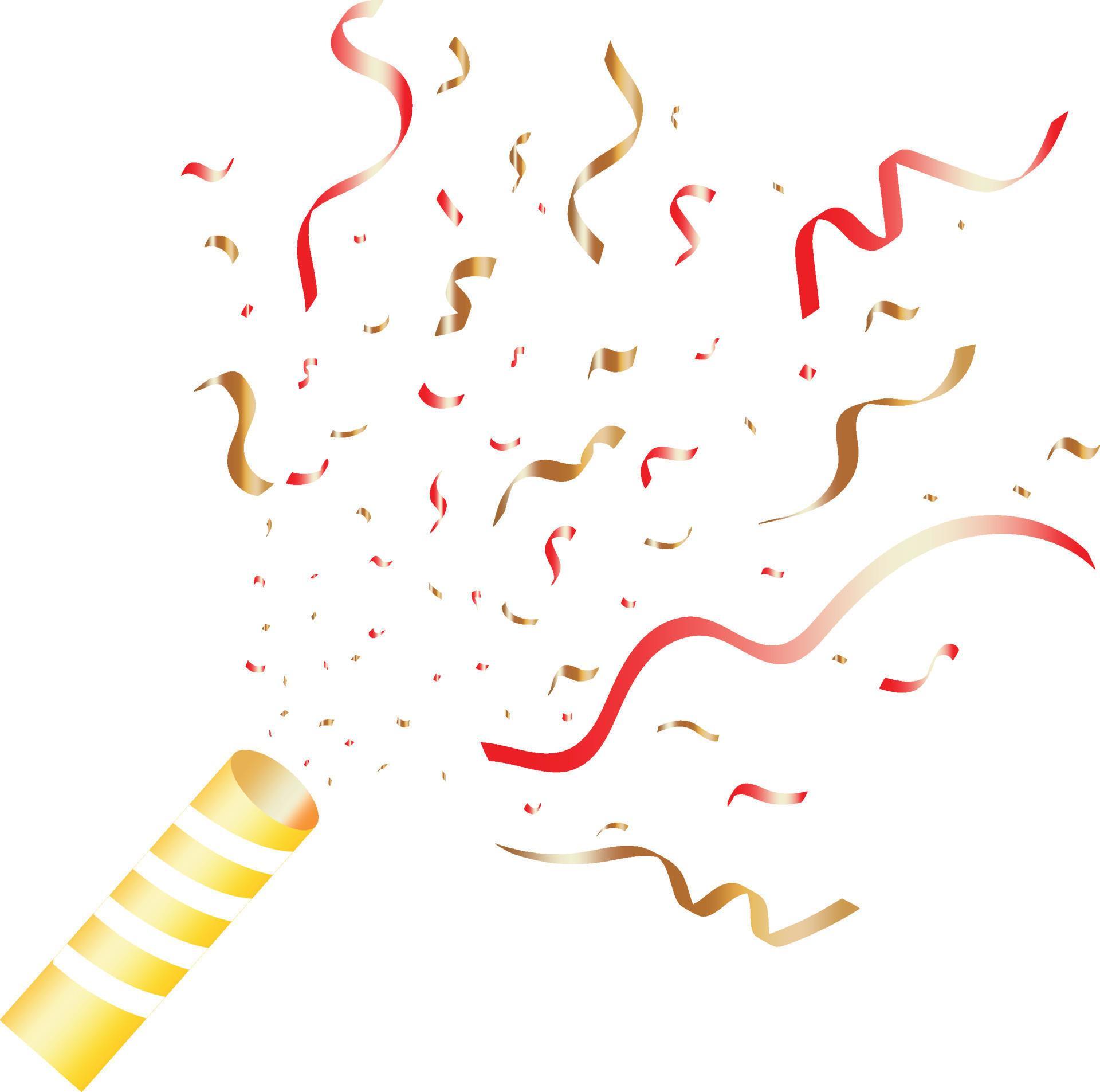 Party cracker with colorful Confetti. Exploding festive Popper isolated ...