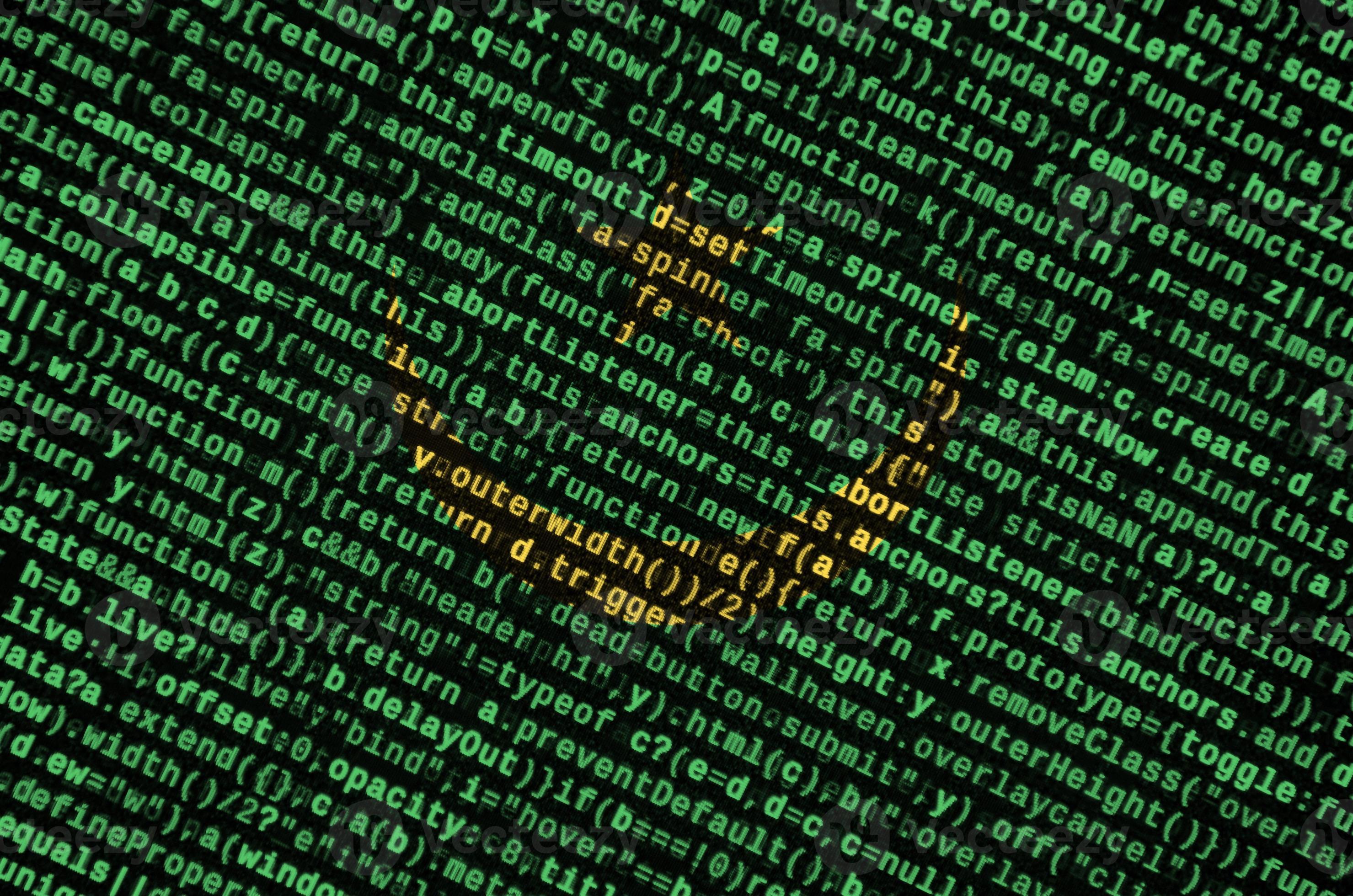 Mauritania flag is depicted on the screen with the program code. The concept of modern ...