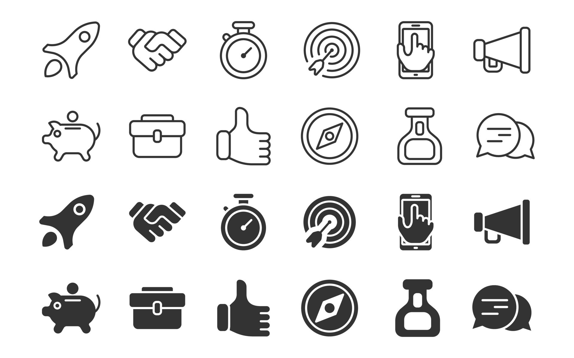 Startup Icons Set With Solid Outlines And Style 13991634 Vector Art At Vecteezy