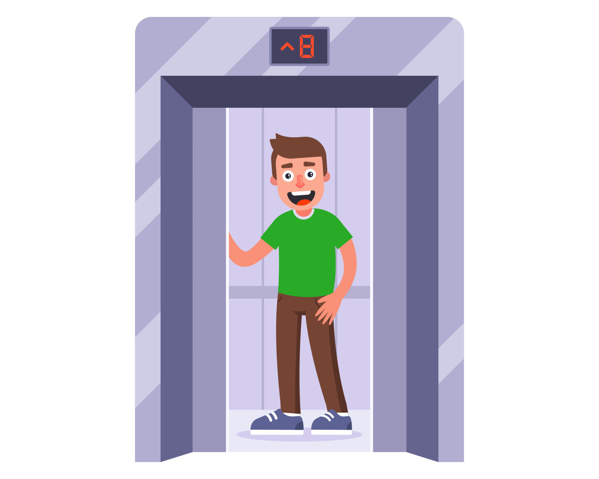 El Ascensor De La Casa Levanta A La Persona Ilustración Vectorial