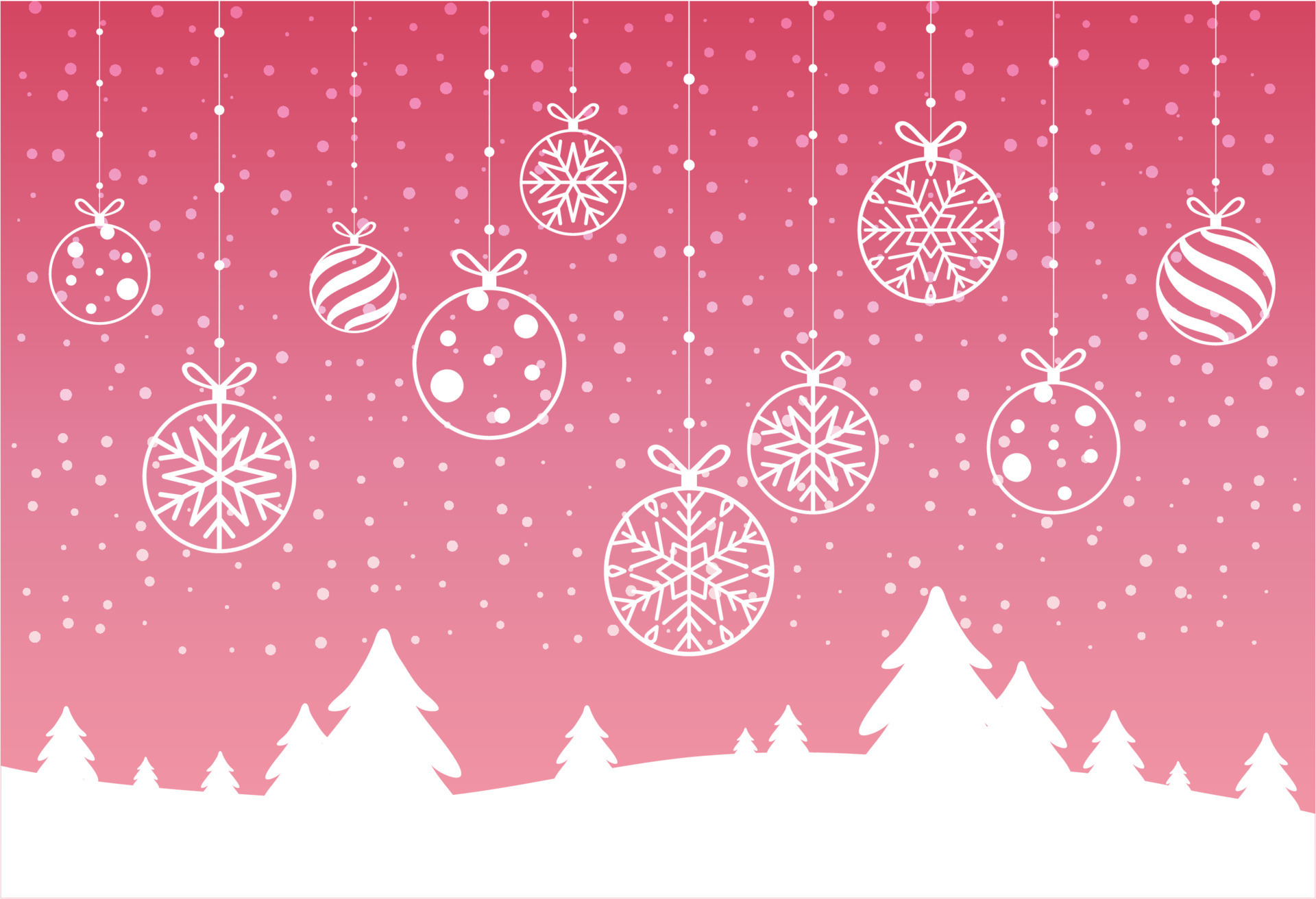 Christmas And New Year Typographical On Pink Xmas Background With