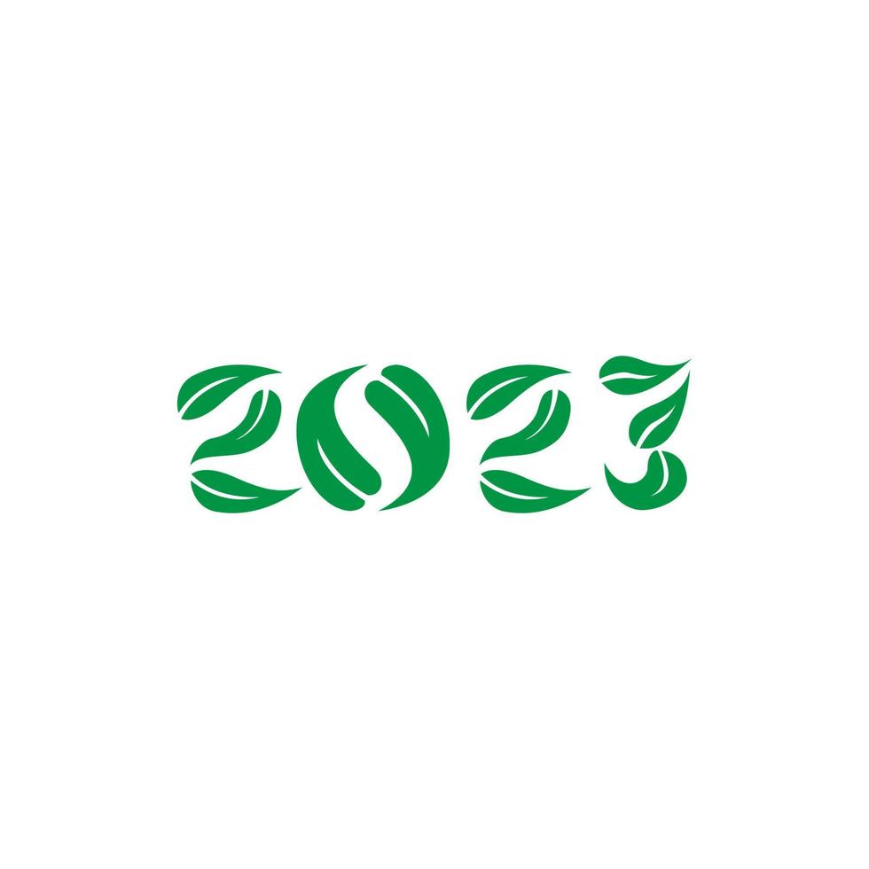 2023 Happy New Year 2023 modern text vector green leaf design logo ... 2023 Happy New Year 2023 modern text vector green leaf design logo ...