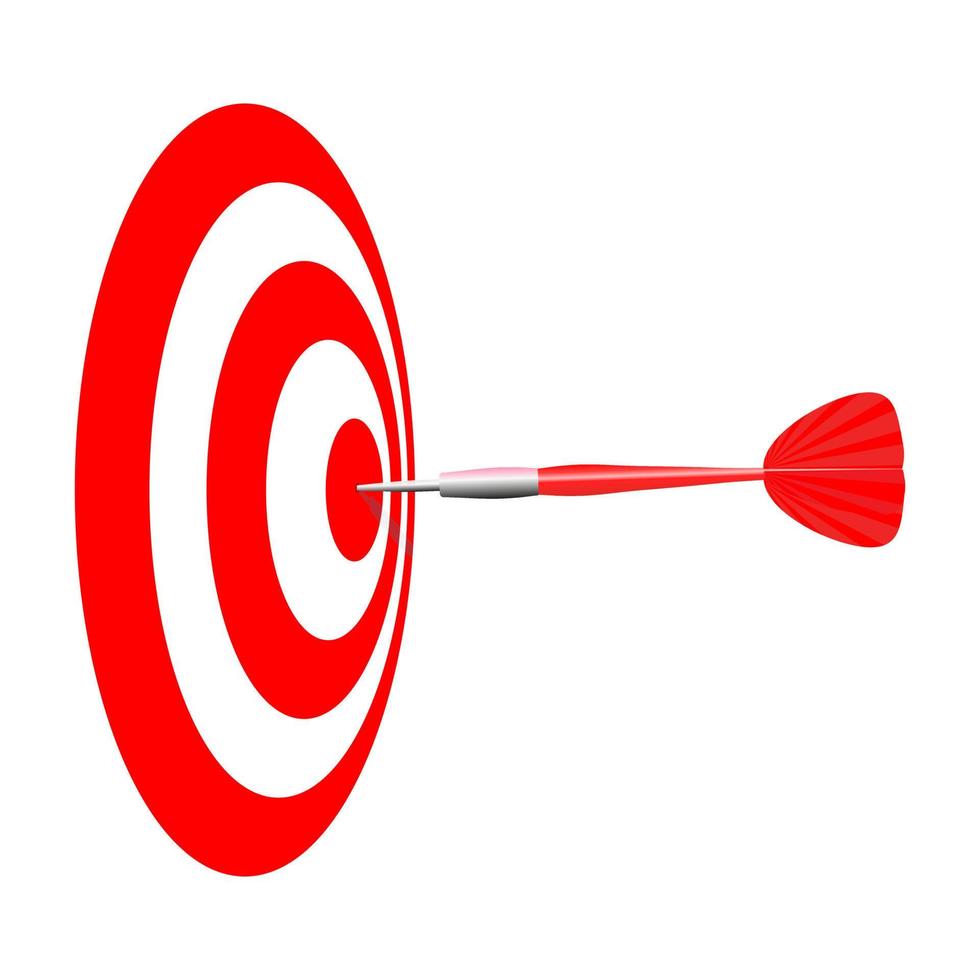 Red Dart Hit To Center Of Dartboard Dart Target Bullseye Vector