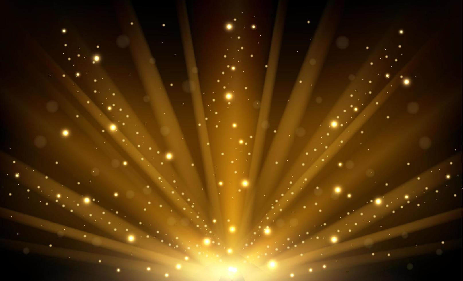 Abstract Golden Light Rays With Sparks Exploding Gold Glitter With