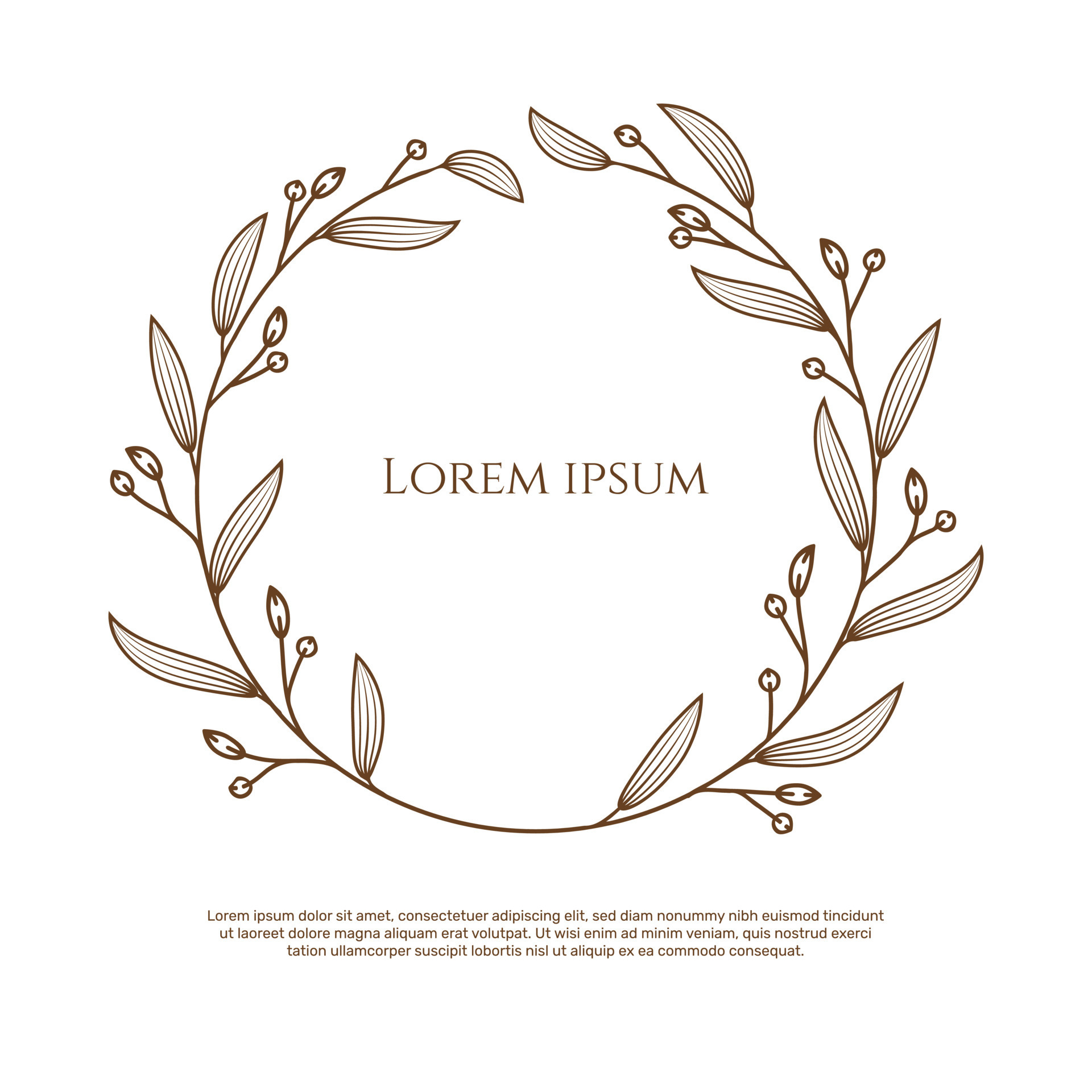 Simple floral wreath decorative,round frame floral logo,wedding logo concept. - Vector. 14000191 ...