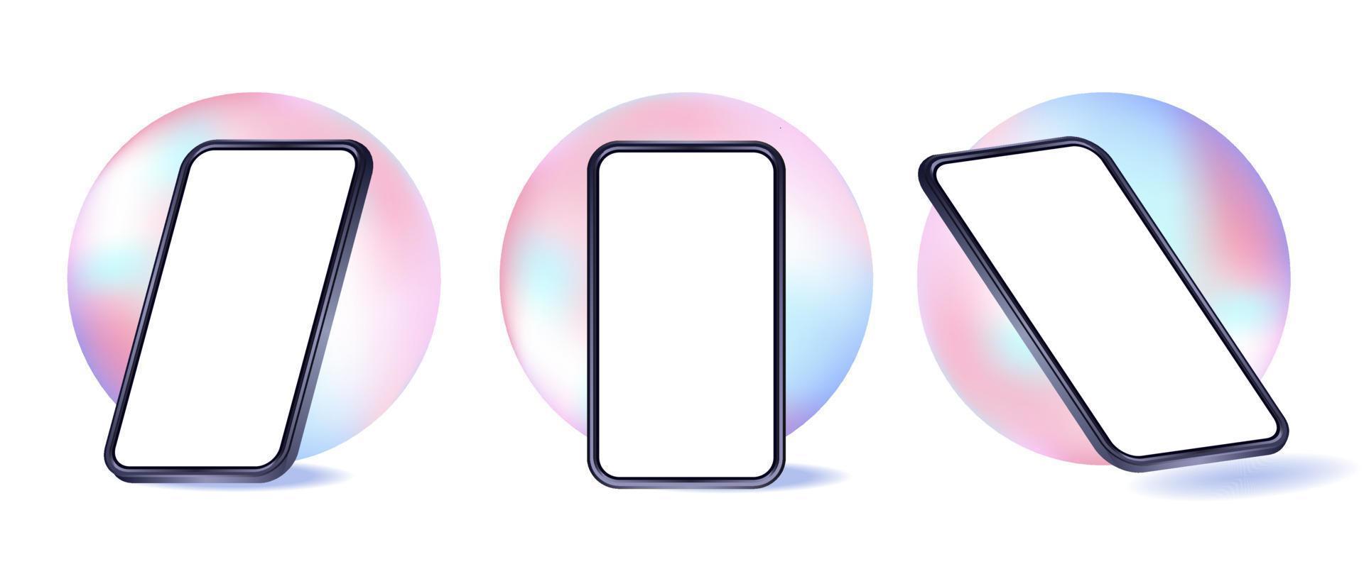 Realistic Smartphone Mockup Device Ui Ux Mockup For Presentation Template Modern Vector