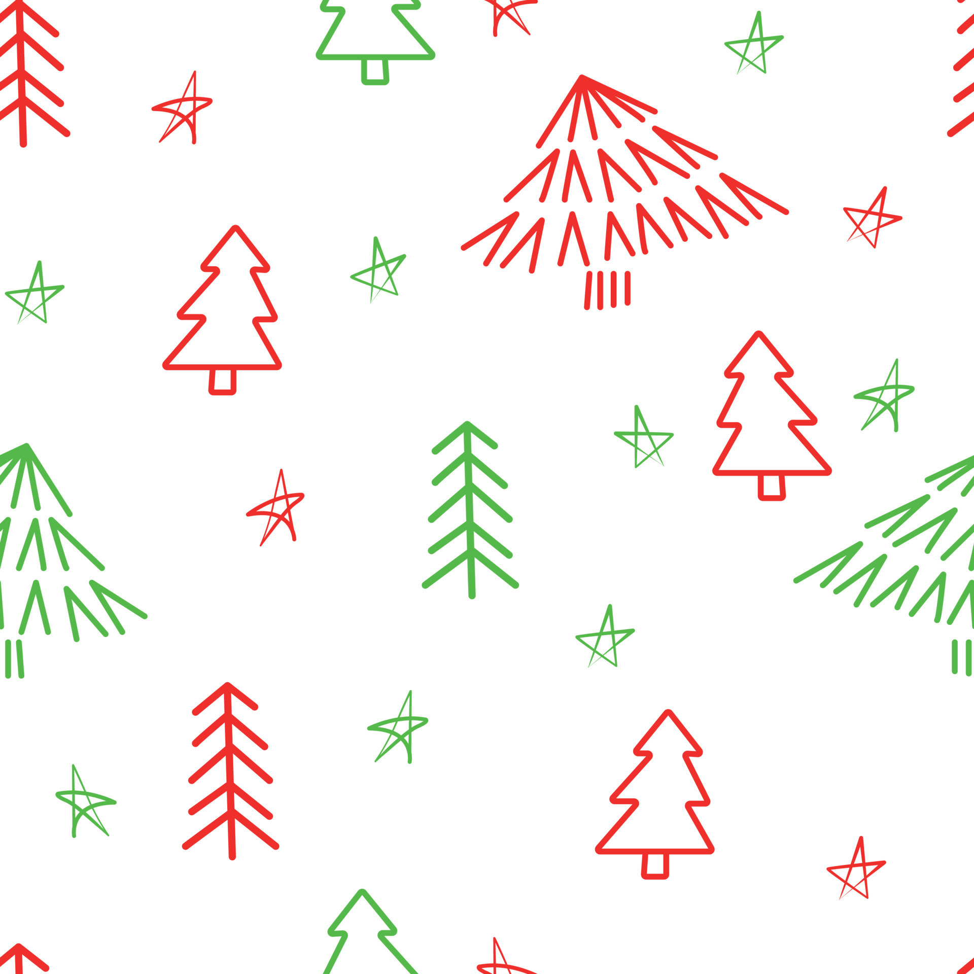 patrón sin costuras de navidad con árbol de navidad y estrellas. doodle ... patrón sin costuras de navidad con árbol de navidad y estrellas. doodle ...