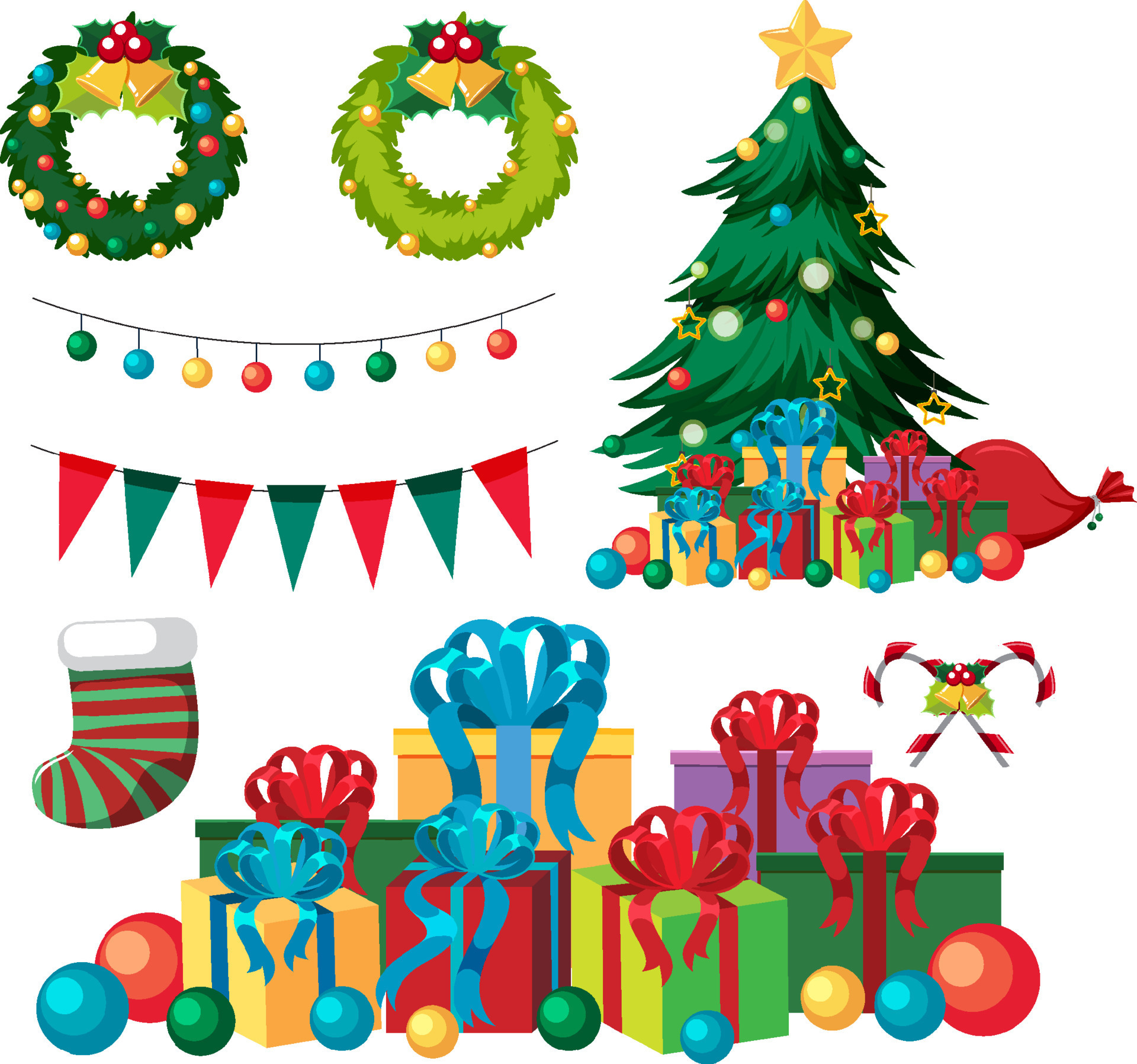 Christmas ornaments isolated set 14008103 Vector Art at Vecteezy