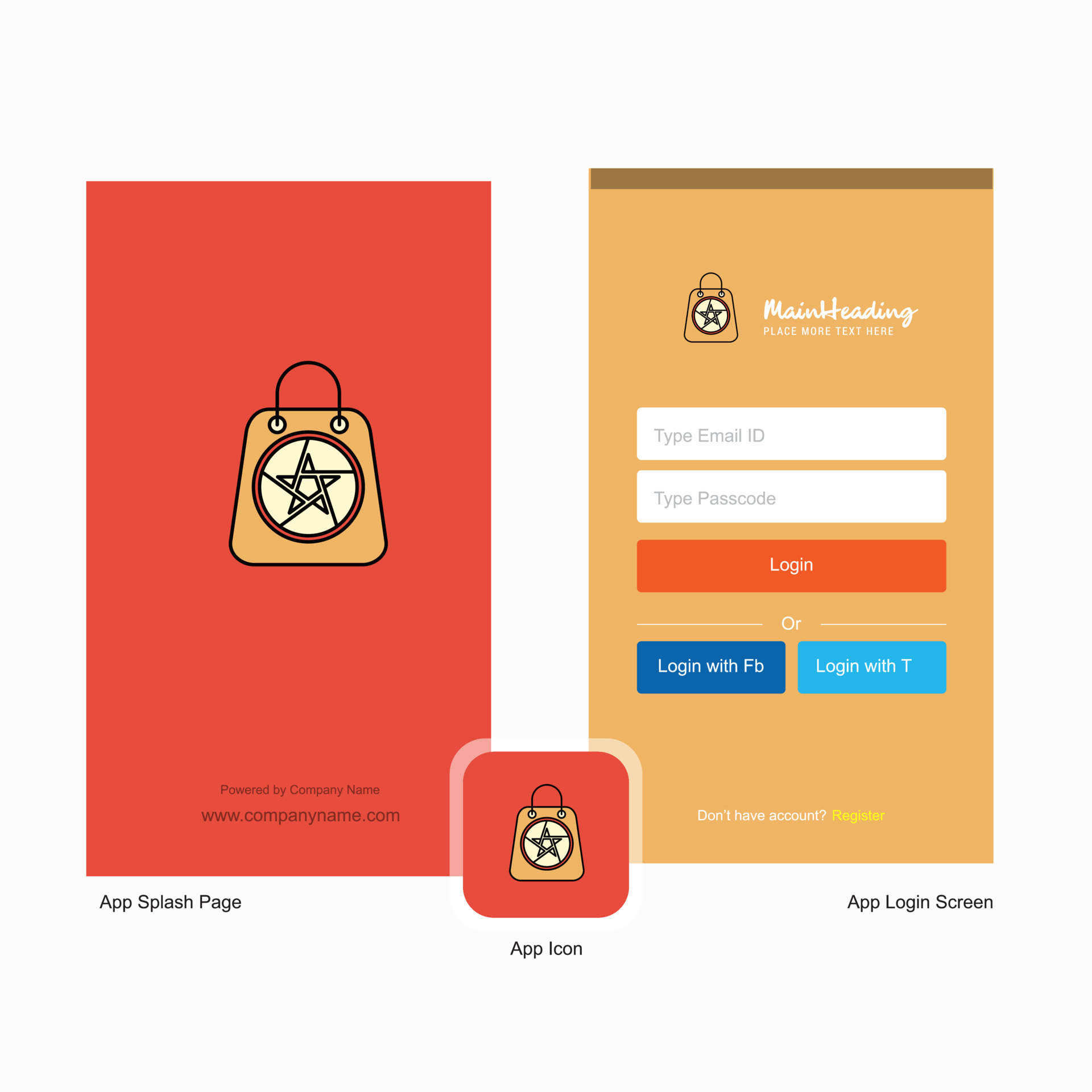 Company Halloween Shopping Bag Splash Screen And Login Page Design With company-halloween-shopping-bag-splash-screen-and-login-page-design-with