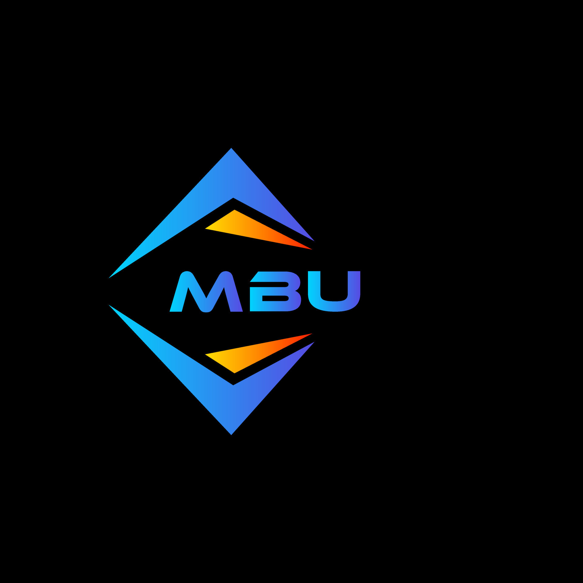 Diseño de logotipo de tecnología abstracta mbu sobre fondo negro. concepto de logotipo de letra ...