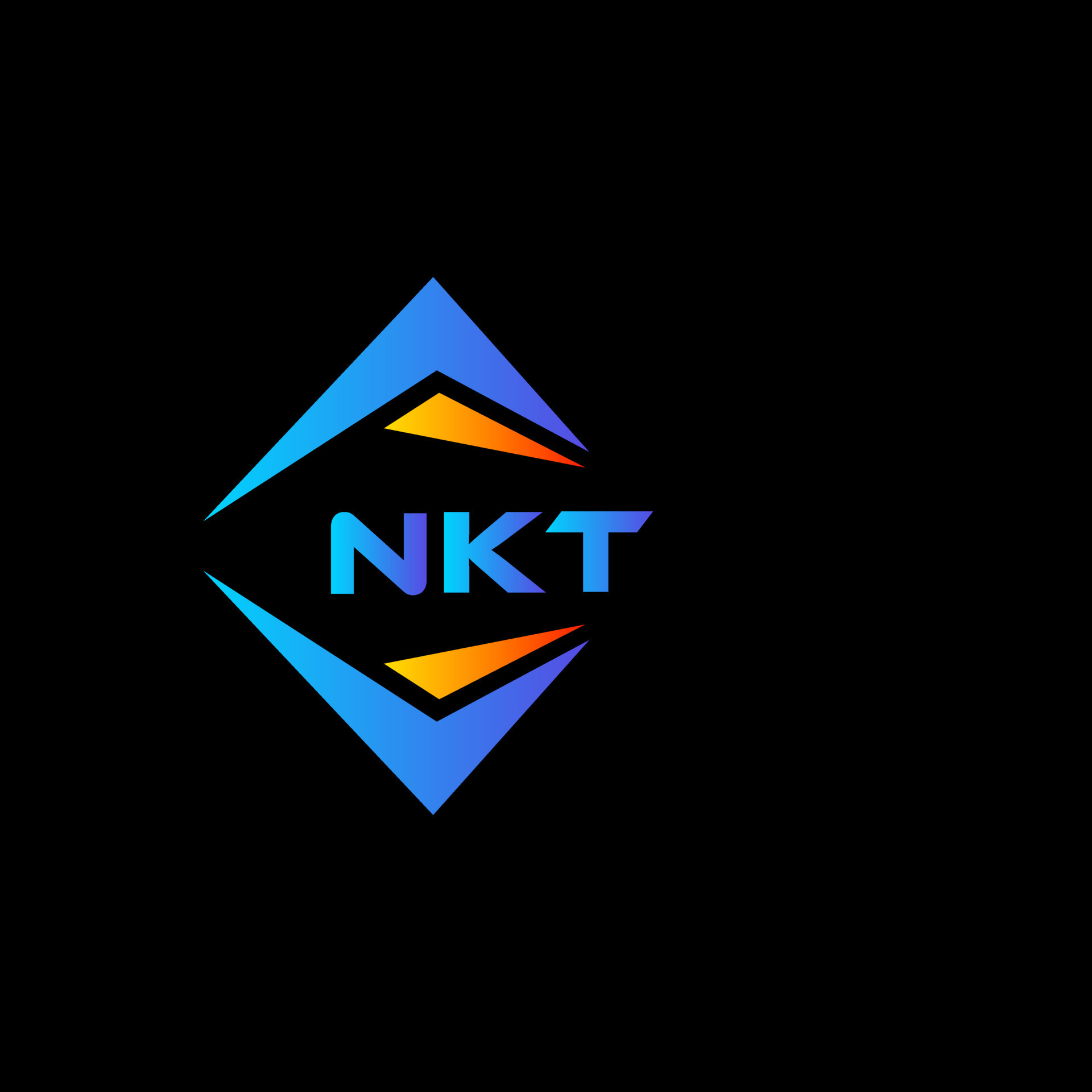 diseño de logotipo de tecnología abstracta nkt sobre fondo negro. concepto de logotipo de letra ...