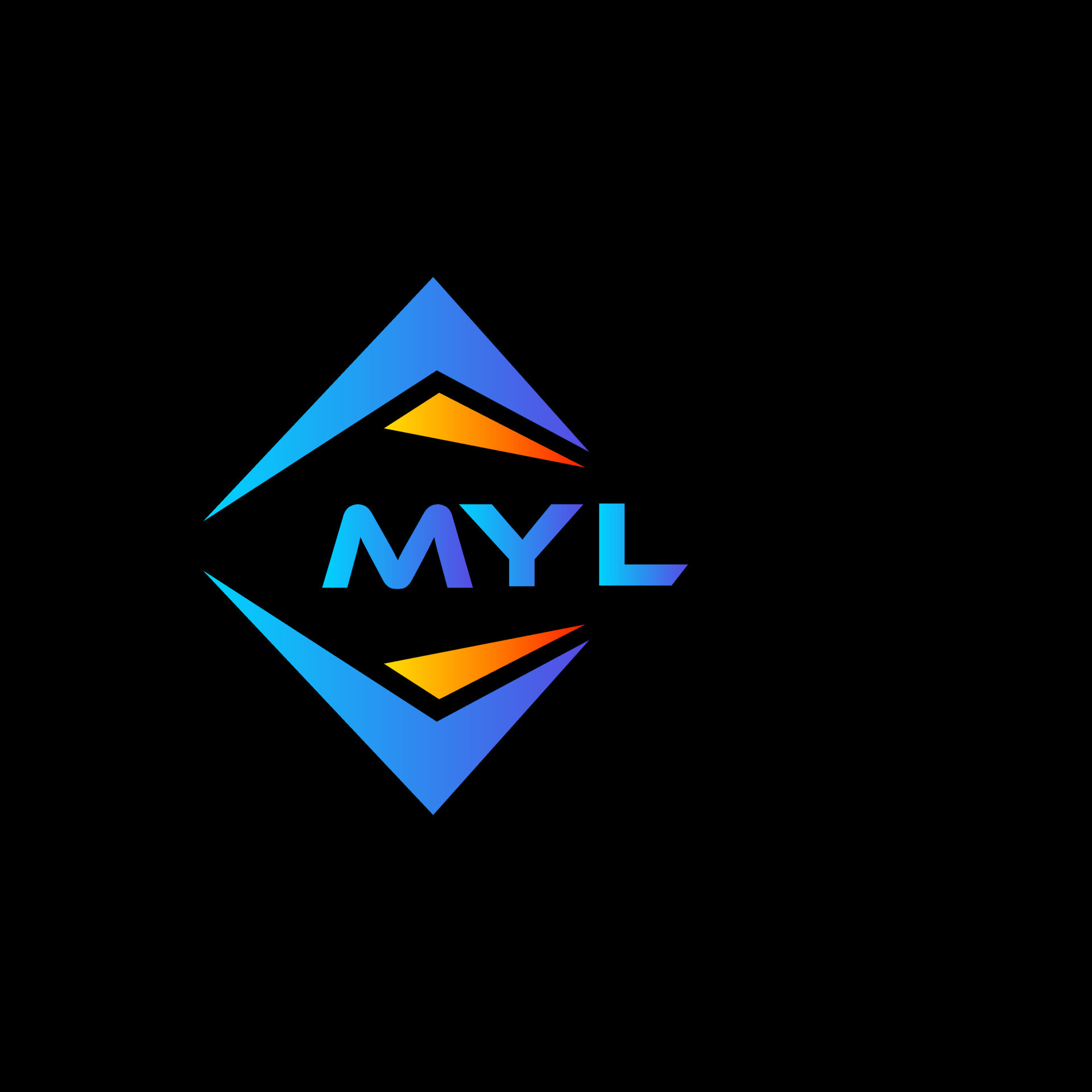 myl diseño de logotipo de tecnología abstracta sobre fondo negro. concepto de logotipo de letra ...