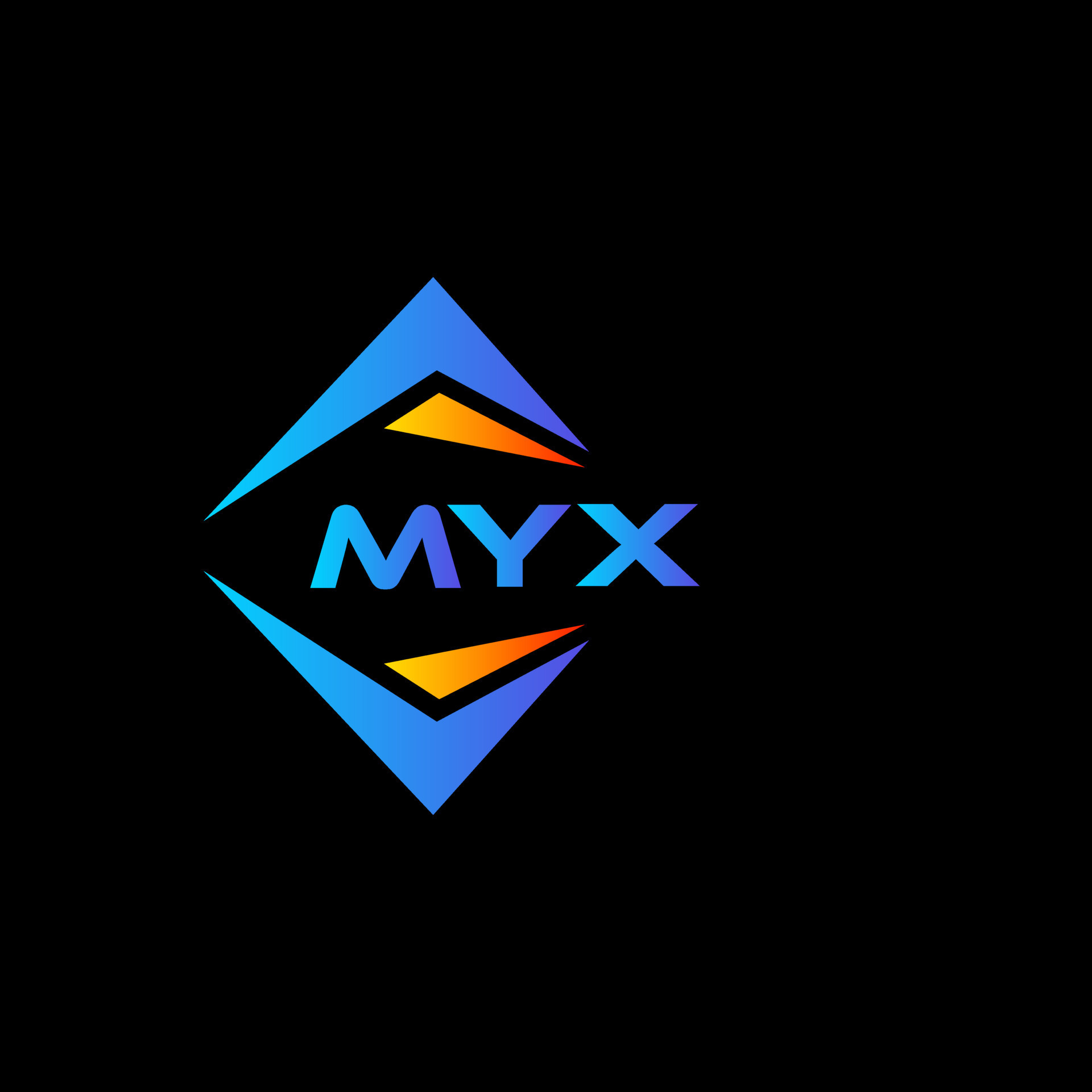 Diseño de logotipo de tecnología abstracta myx sobre fondo negro. concepto de logotipo de letra ...