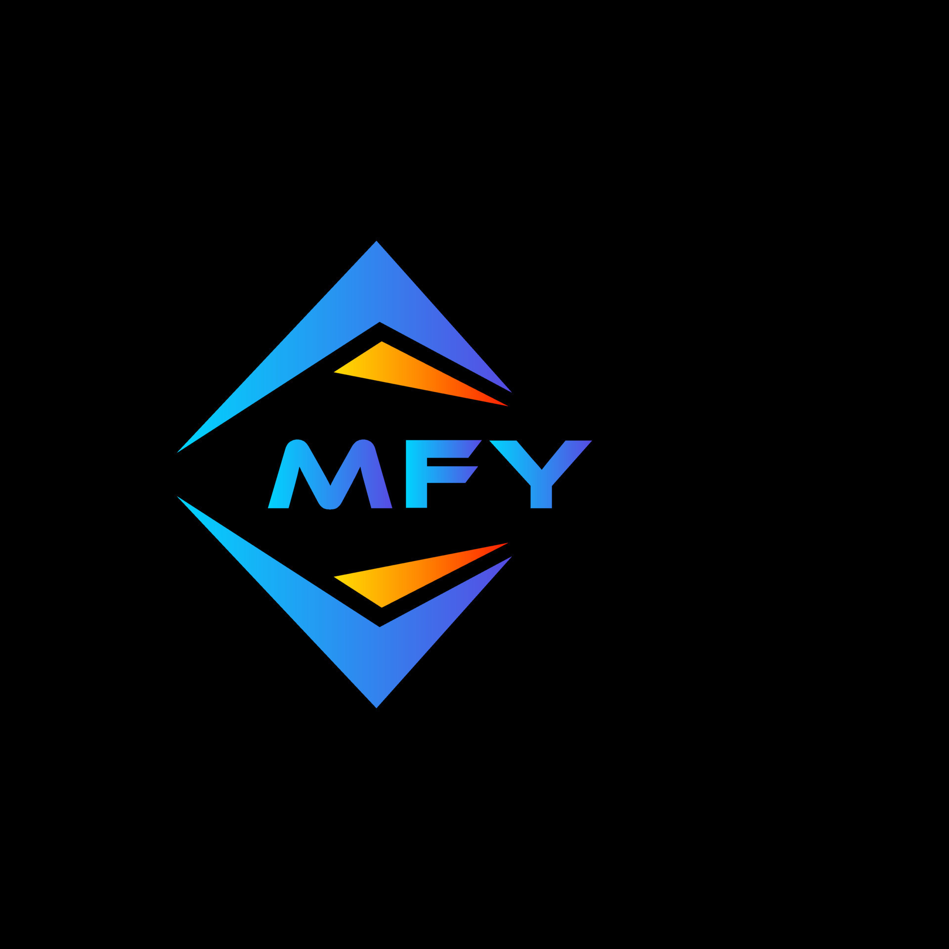 Diseño de logotipo de tecnología abstracta mfy sobre fondo negro. concepto de logotipo de letra ...