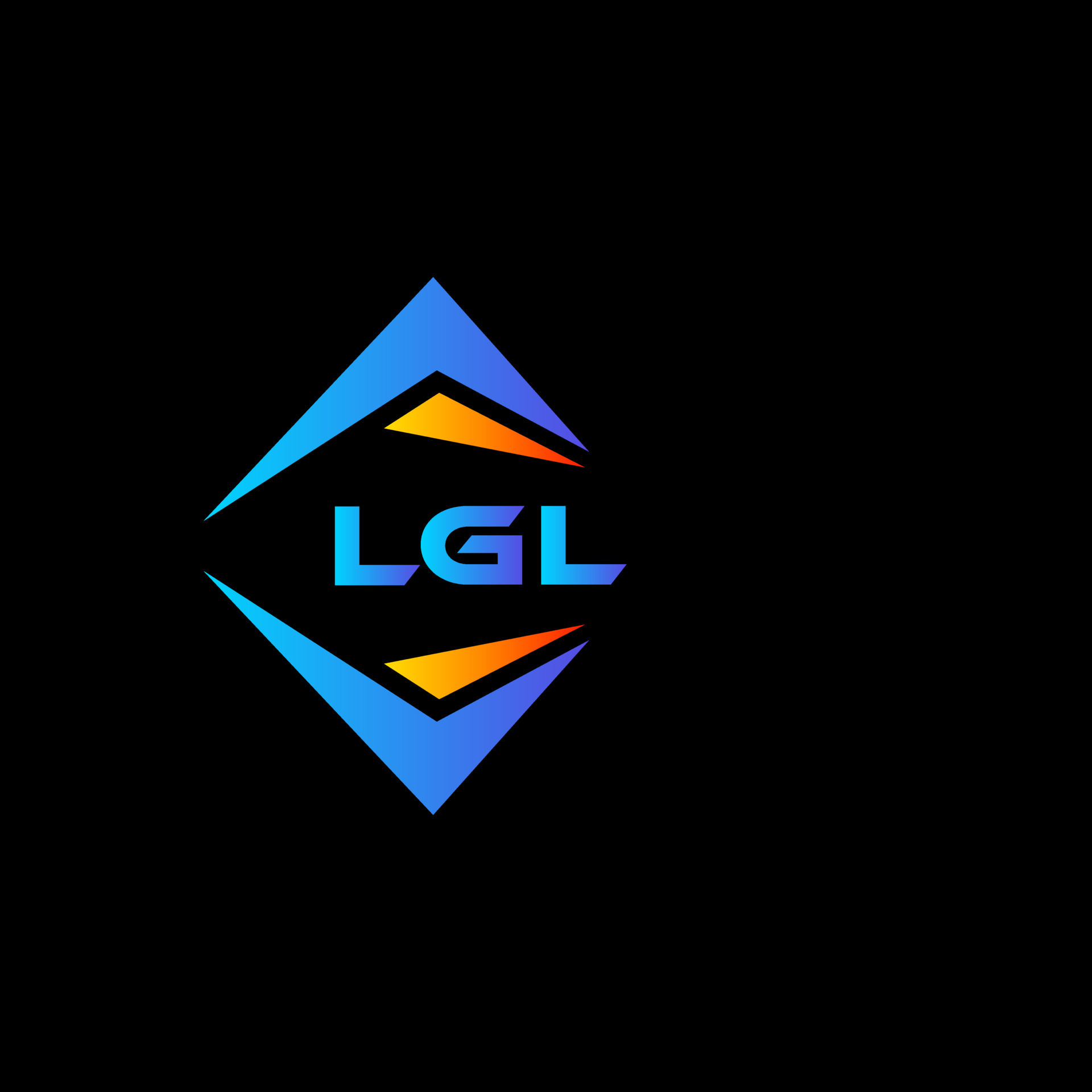 diseño de logotipo de tecnología abstracta lgl sobre fondo negro. concepto de logotipo de letra ...