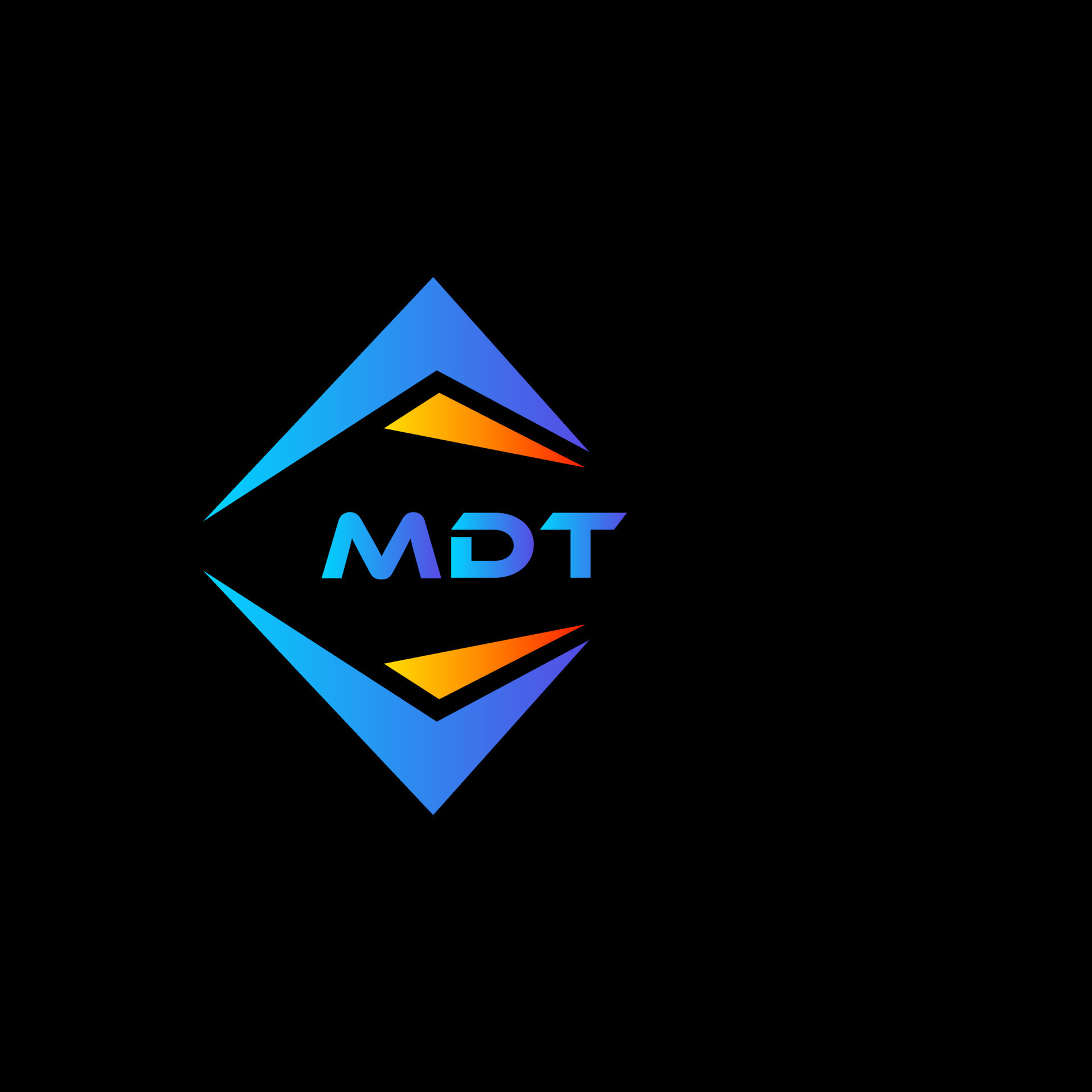 diseño de logotipo de tecnología abstracta mdt sobre fondo negro. concepto de logotipo de letra ...