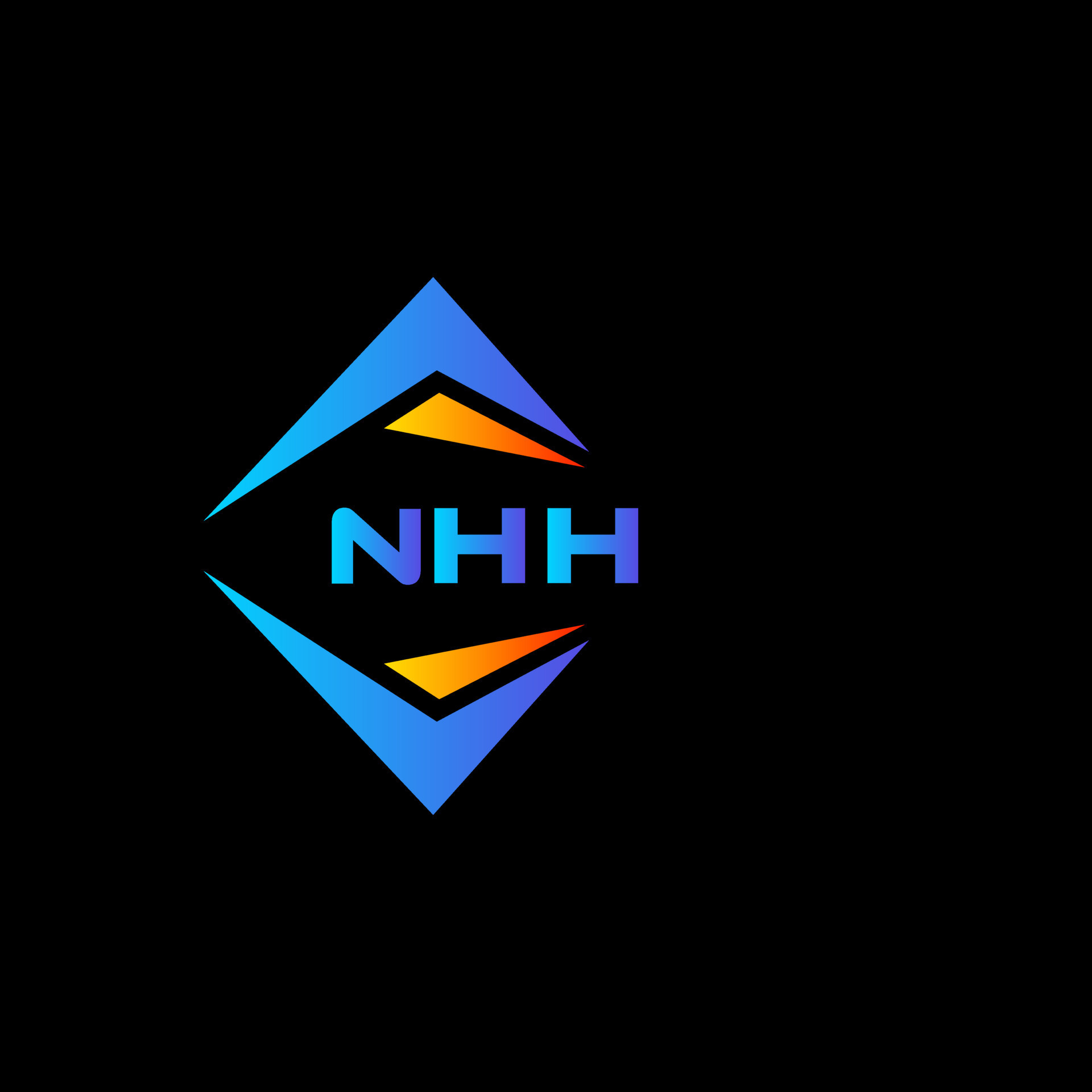 Diseño de logotipo de tecnología abstracta nhh sobre fondo negro. concepto de logotipo de letra ...