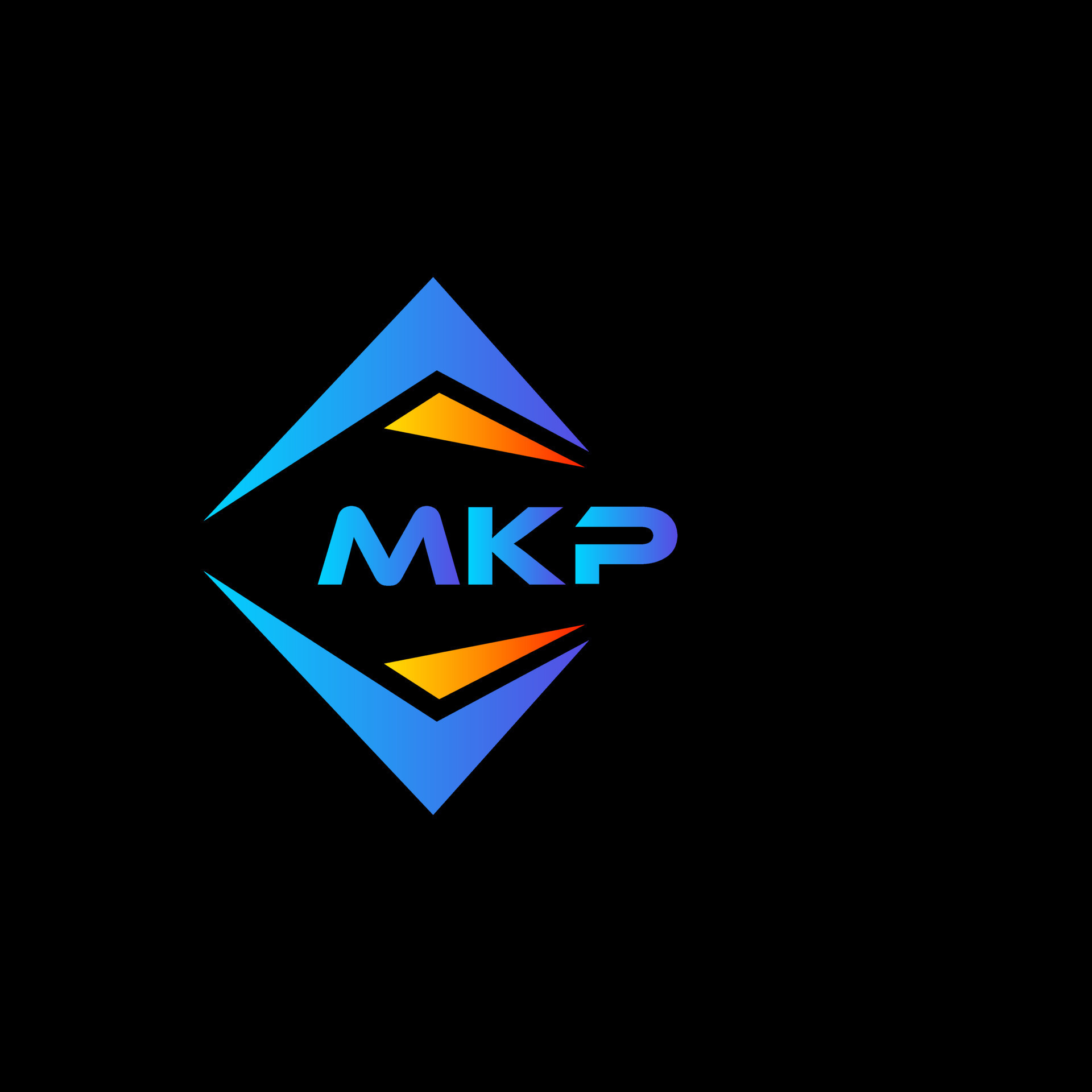 mkp diseño de logotipo de tecnología abstracta sobre fondo negro. concepto de logotipo de letra ...