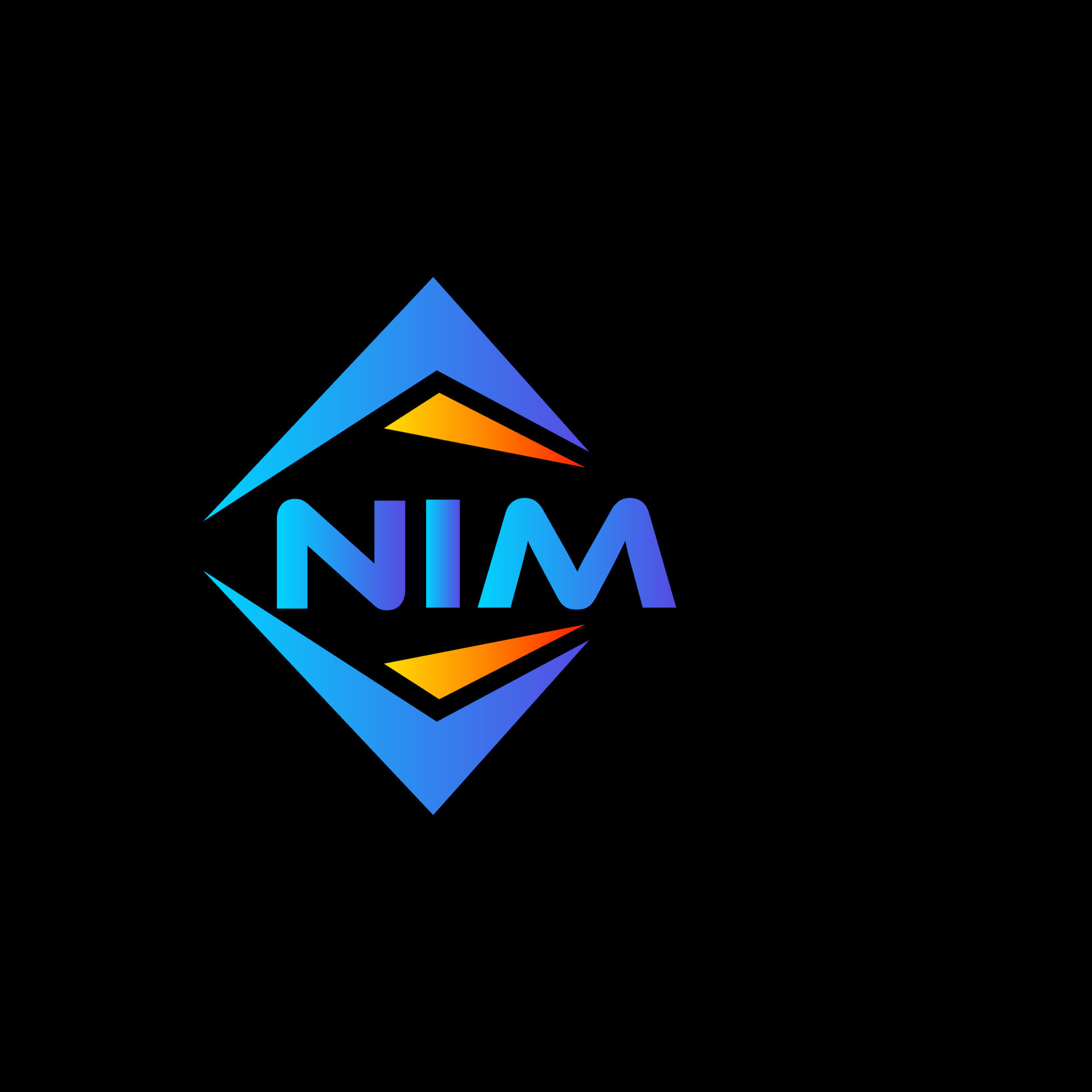 nim diseño de logotipo de tecnología abstracta sobre fondo negro. concepto de logotipo de letra ...