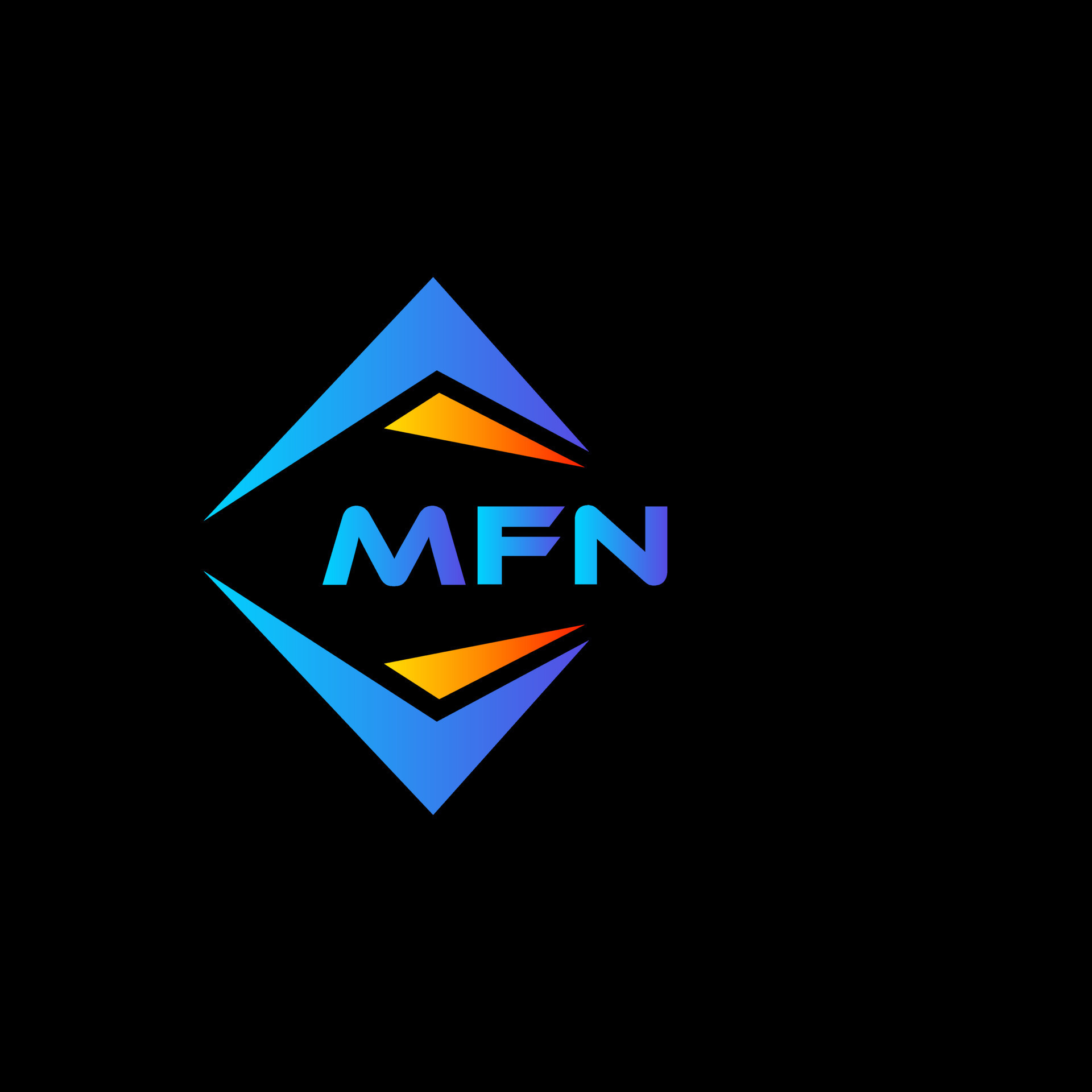 Diseño de logotipo de tecnología abstracta mfn sobre fondo negro. concepto de logotipo de letra ...