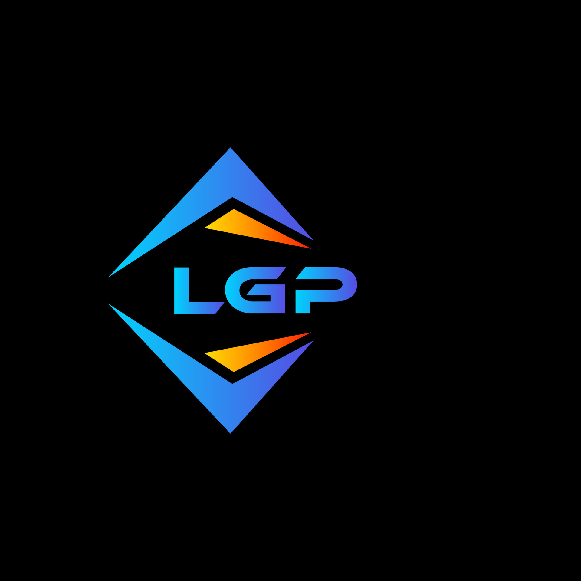 diseño de logotipo de tecnología abstracta lgp sobre fondo negro. Concepto de logotipo de letra ...