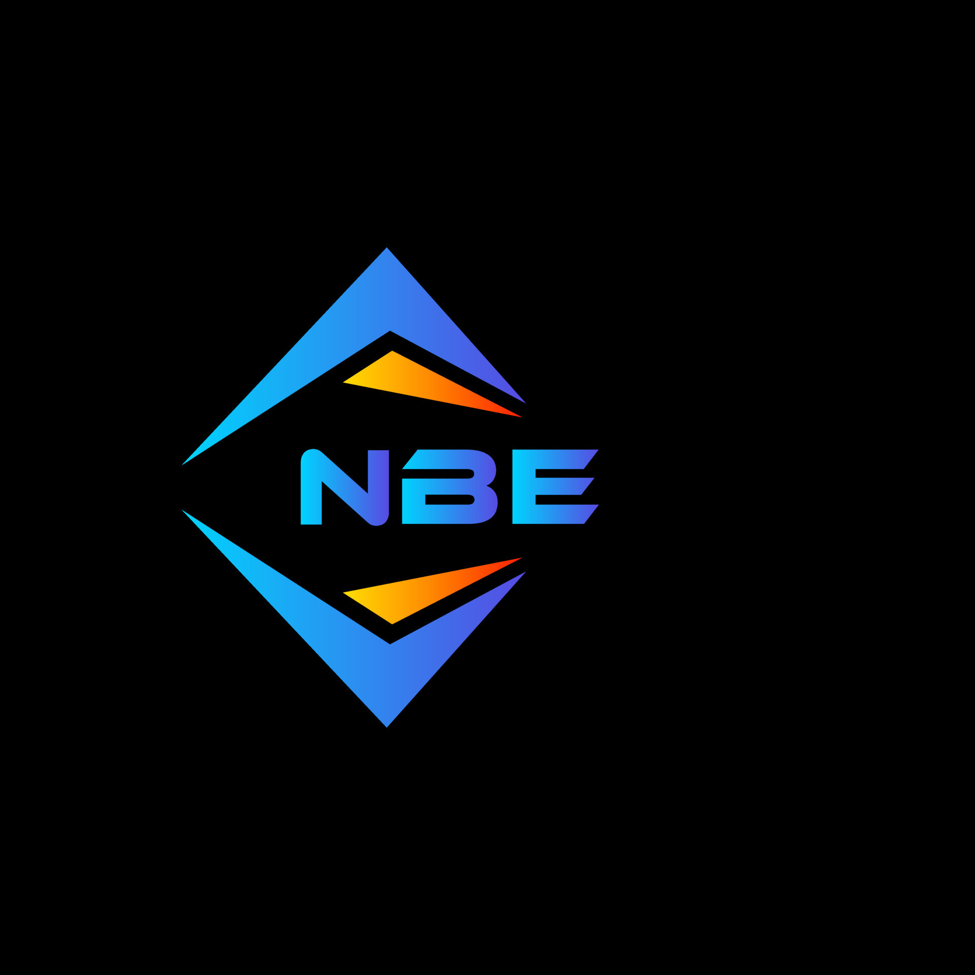 Diseño de logotipo de tecnología abstracta nbe sobre fondo negro. Concepto de logotipo de letra ...