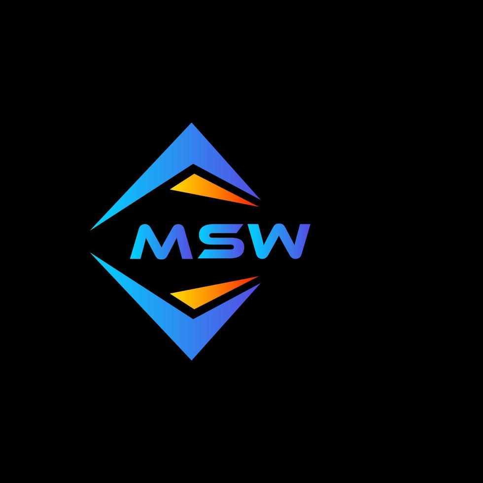 MSW abstract technology logo design on Black background. MSW creative initials letter logo ...