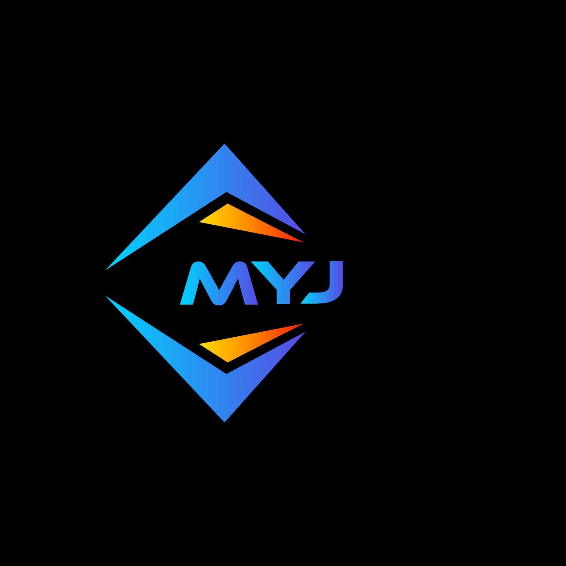 myj diseño de logotipo de tecnología abstracta sobre fondo negro. concepto de logotipo de letra ...