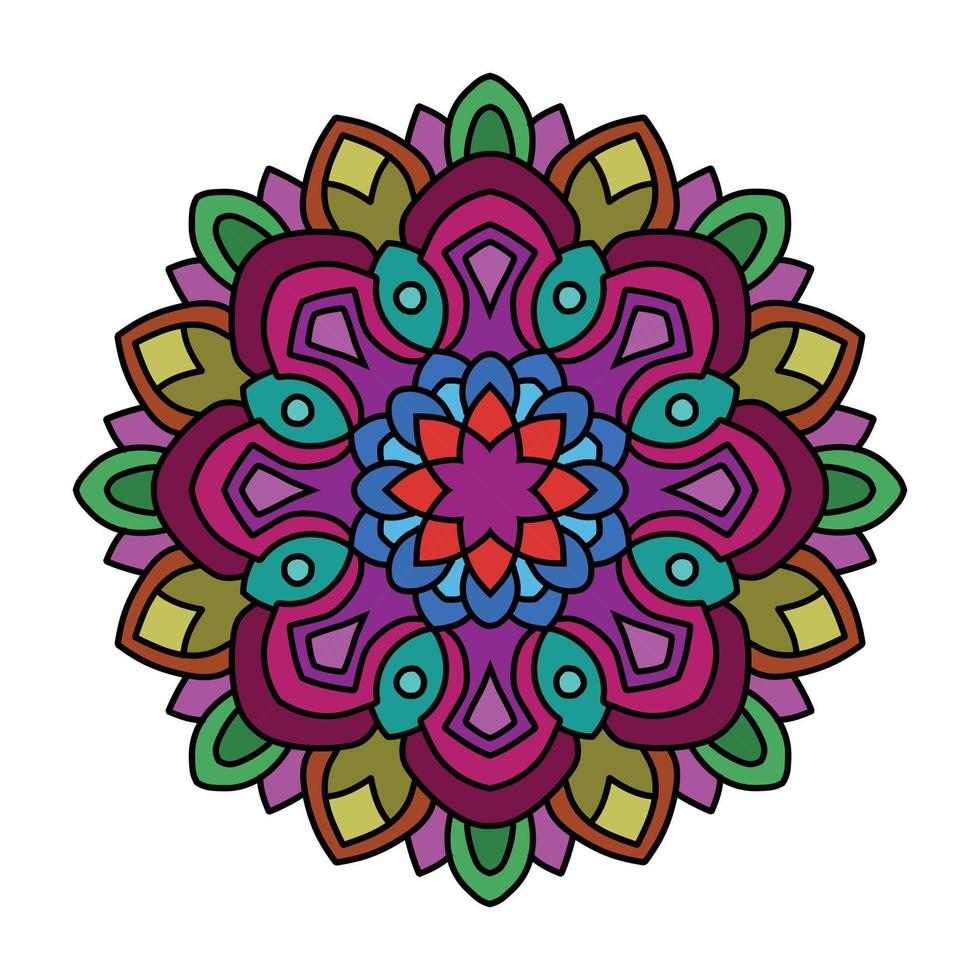 Color Mandala Vector Illustration Template Isolated Hand Drawn Doodle Mandala Ethnic Mandala