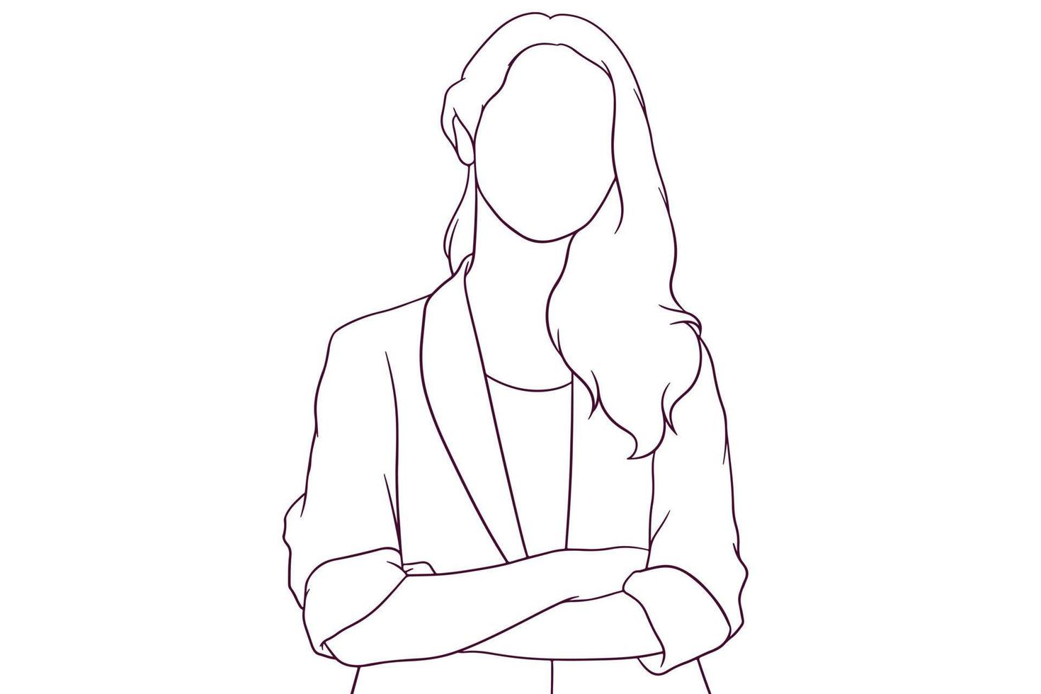 beautiful confident businesswoman hand drawn style vector illustration ...