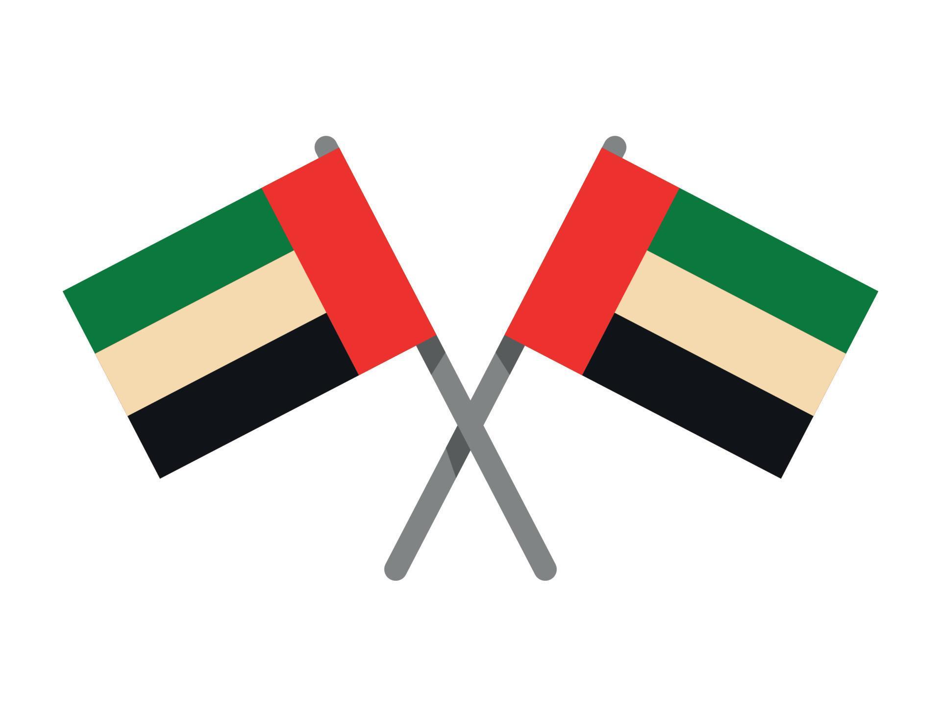 UAE flags in poles crossed 14015206 Vector Art at Vecteezy