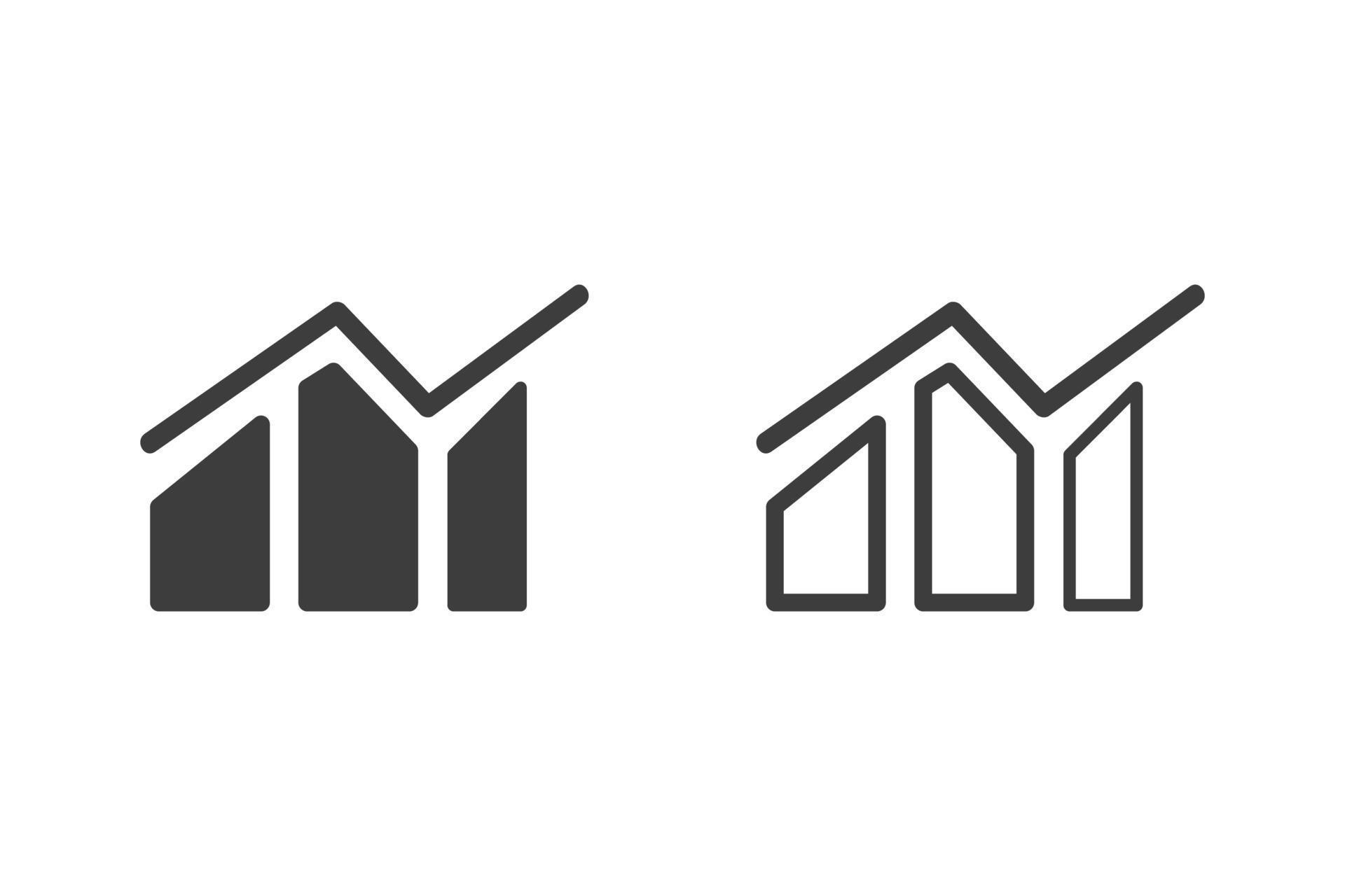 Report graph icon vector illustration glyph style design with 2 style icons black and white ...