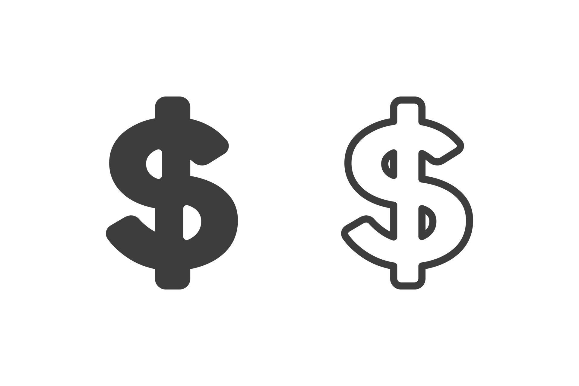 Money sign icon vector illustration glyph style design with 2 style icons black and white ...