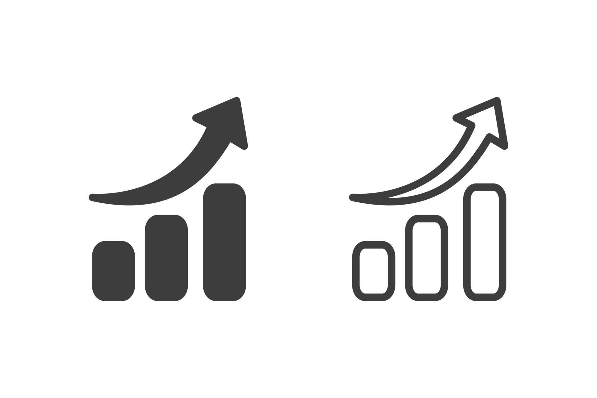 Increase icon vector illustration glyph style design with 2 style icons ... Increase icon vector illustration glyph style design with 2 style icons ...